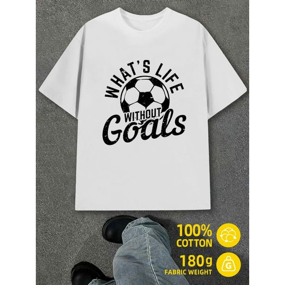 Life Without Goals men's white 180G 100% Cotton All-season fitness top ...
