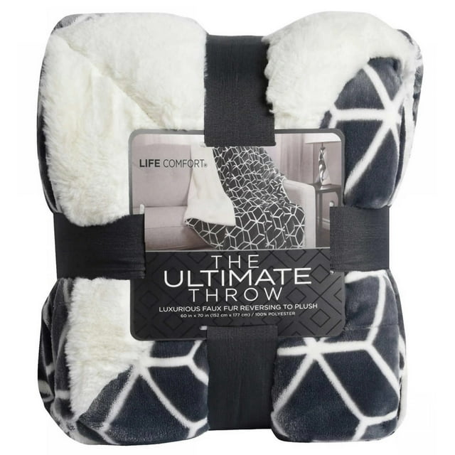 Life comfort - The Ultimate Throw Blanket - Faux Fur Dark Grey ...