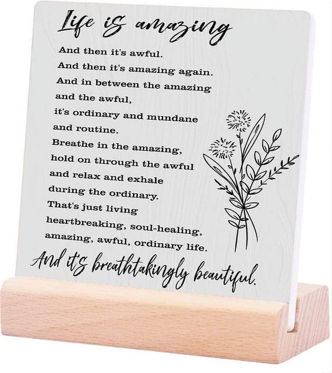 Life is Amazing and Then It's Awful Ceramic Table Plaque with Wooden ...