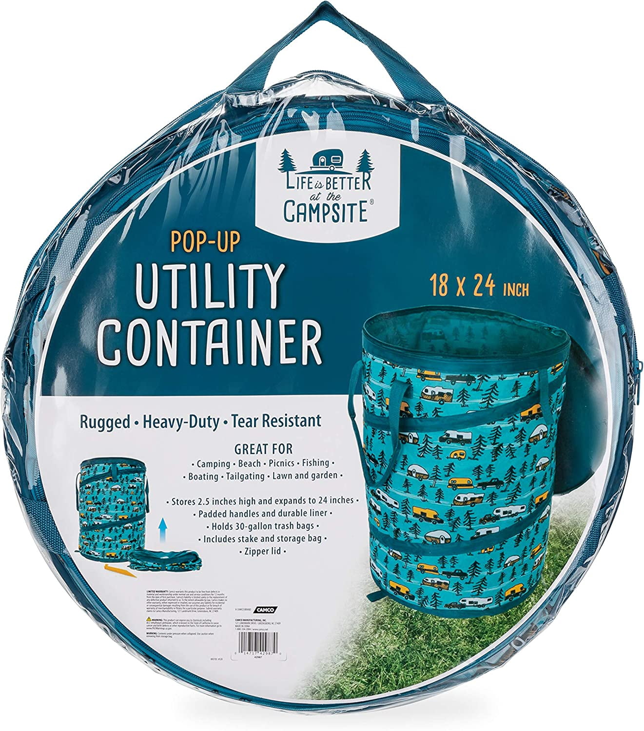 Life is Better at The Campsite Pop-Up Utility Container - 18 x 24-inch ...