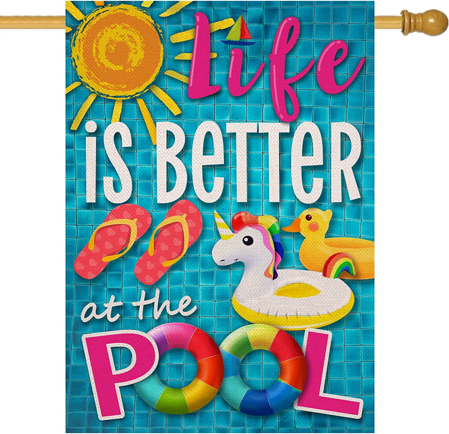 Life is Better at the Pool Summer Beach Decorative House Flag, Swimming ...