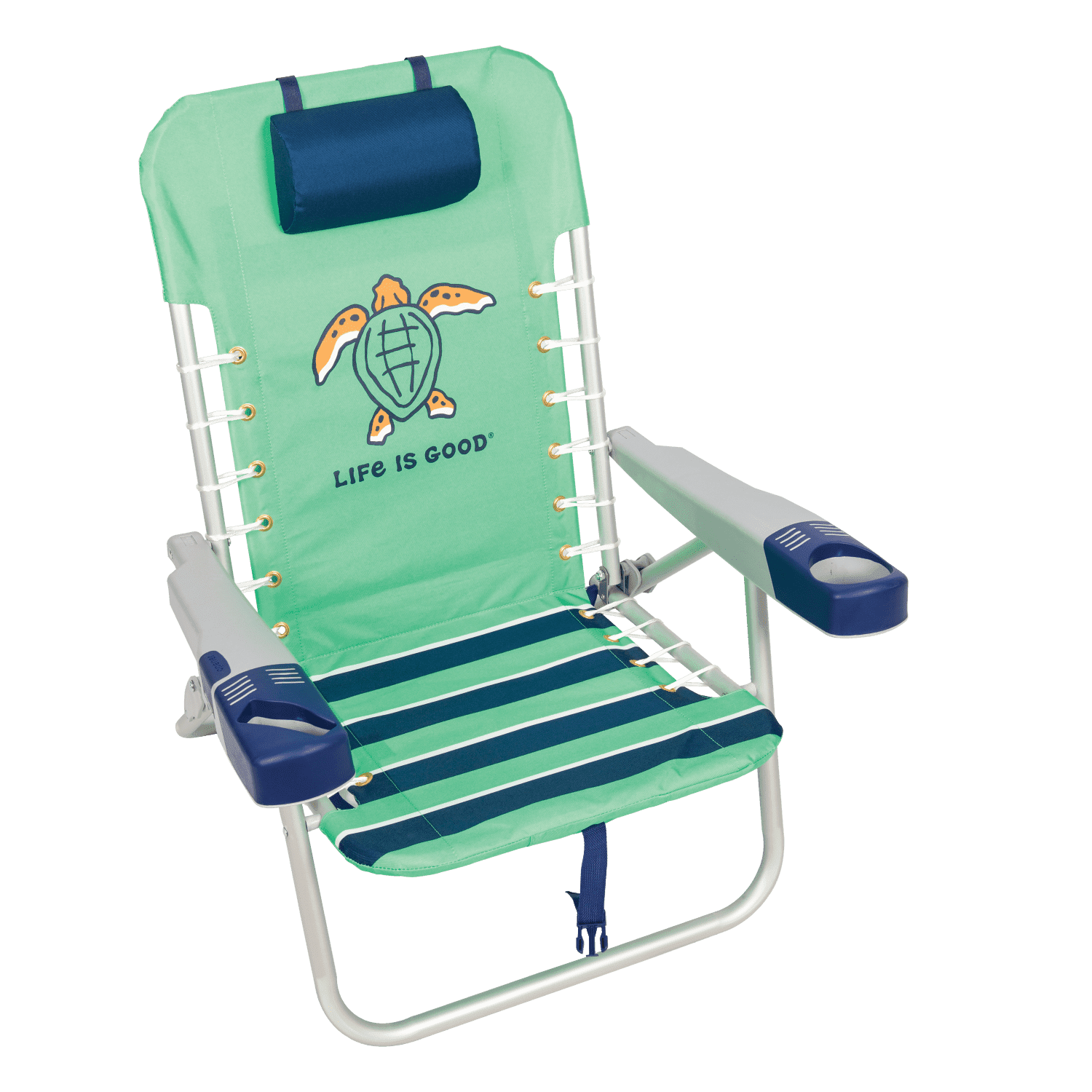 Life is Good 4-Position Backpack Pillow and Cup Holder Beach Chair ...