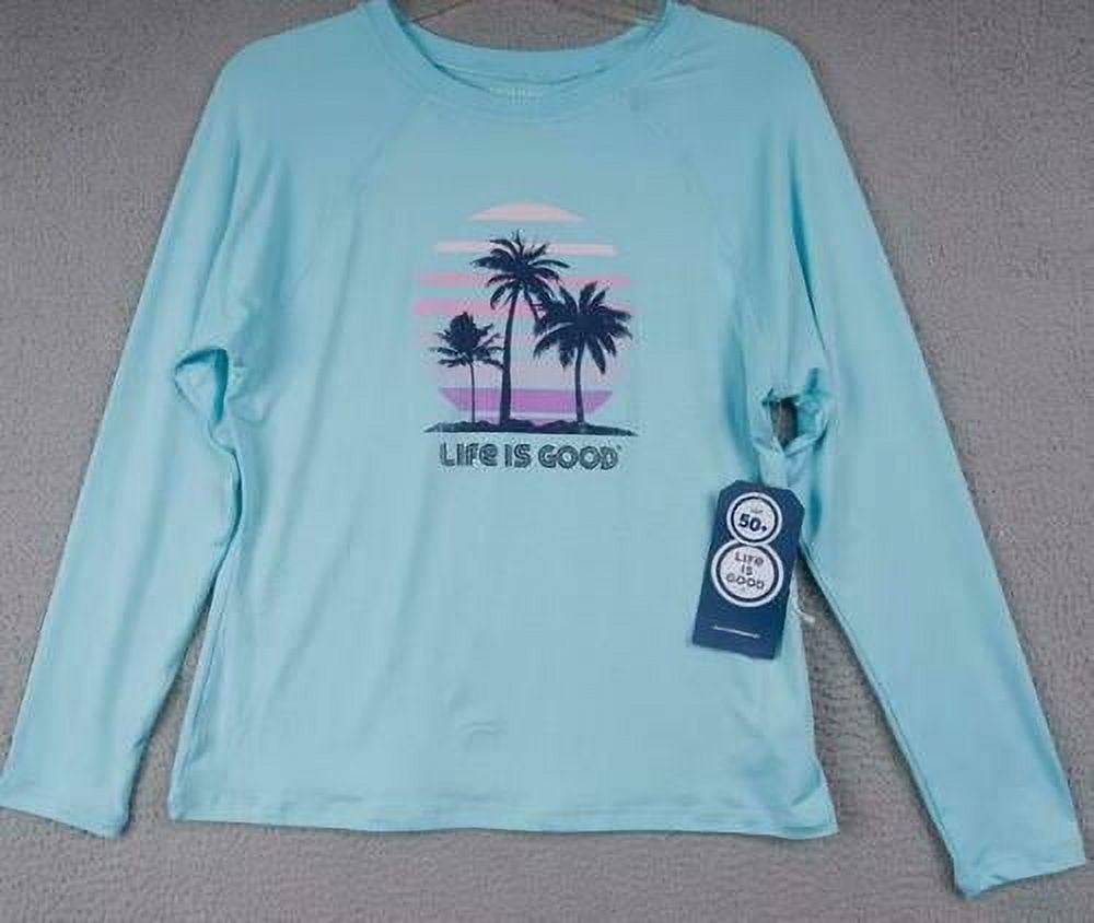 Life is Good Ladies Medium Long Sleeve Sunshirt UPF 50+ Palm Tree ...