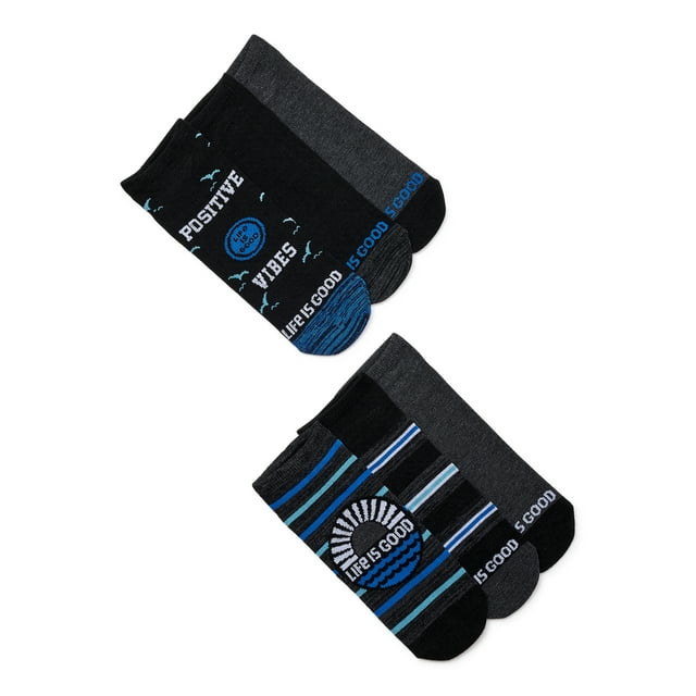 Life is Good Socks Mens Large 6-12 Black Low Cut Performance 6 Pack ...
