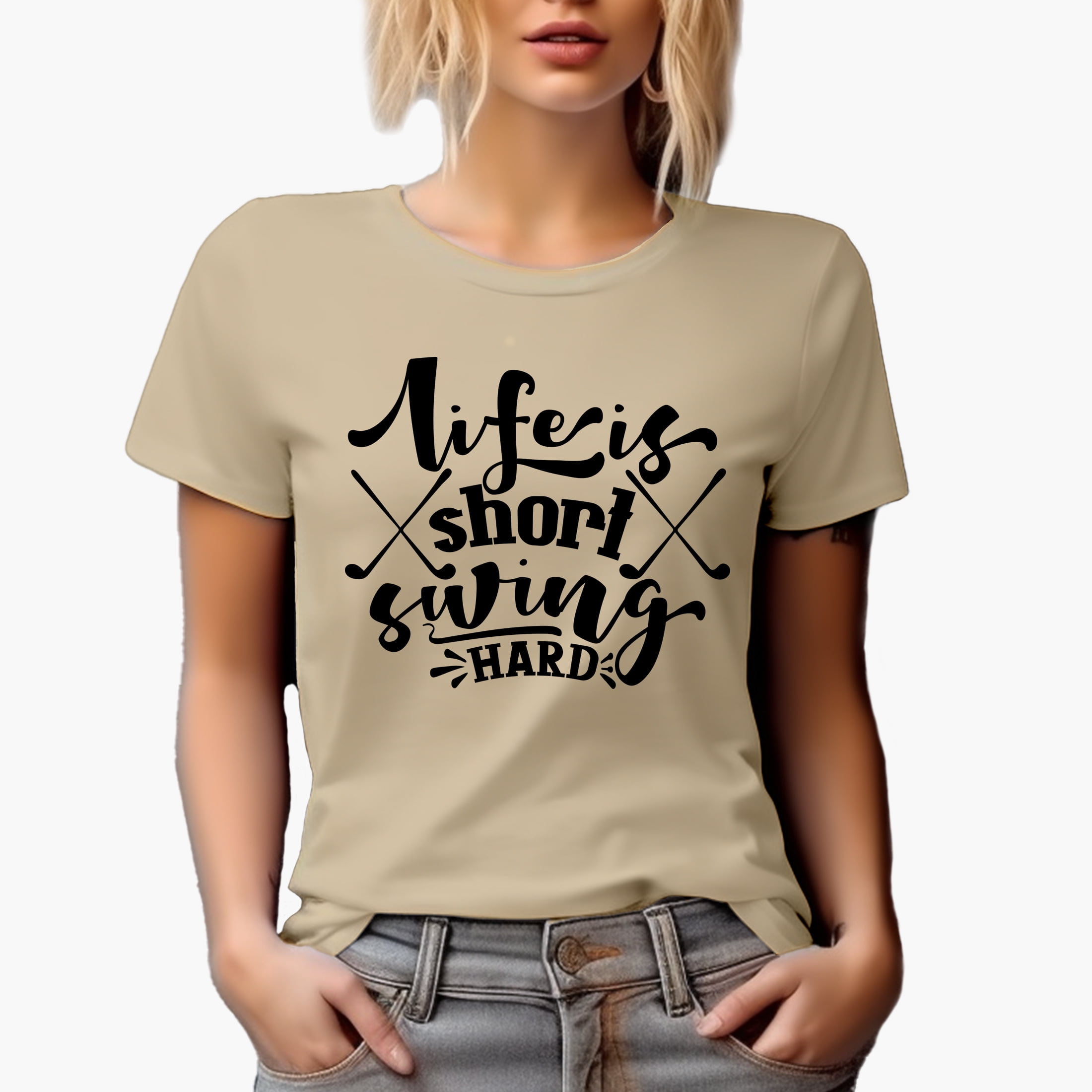 Life is Short, Swing Hard Quote with Clubs, Golf Player, Golfing or ...
