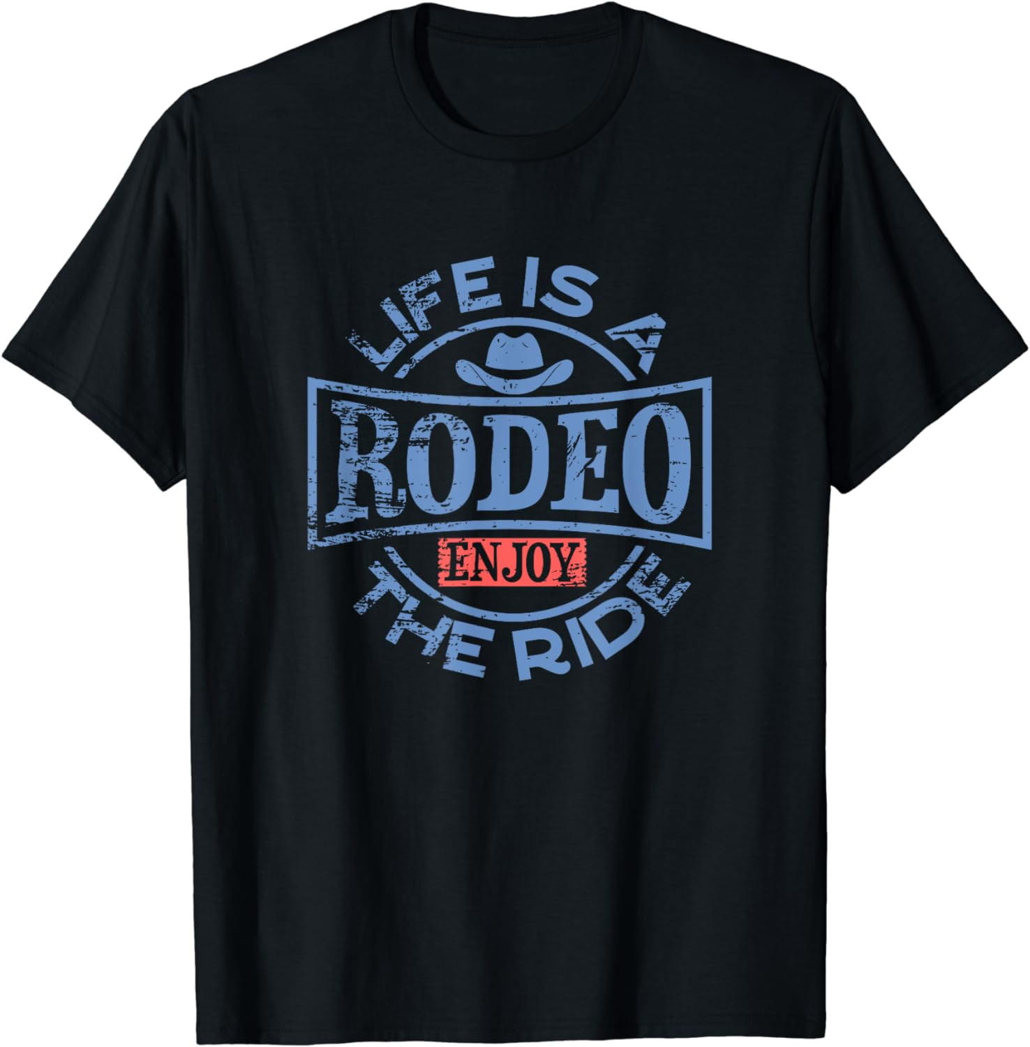 Life is a Rodeo Bull Fighter Cowboy - Longhorn Bull Riding T-Shirt ...