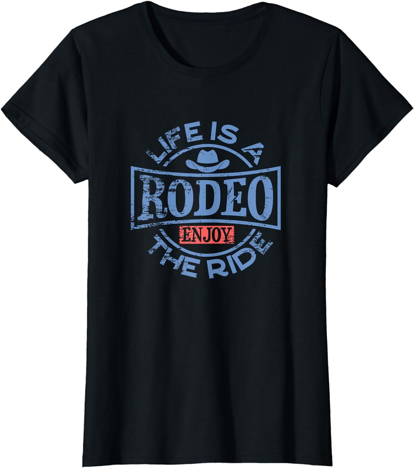 Life is a Rodeo Bull Fighter Cowboy - Longhorn Bull Riding T-Shirt ...