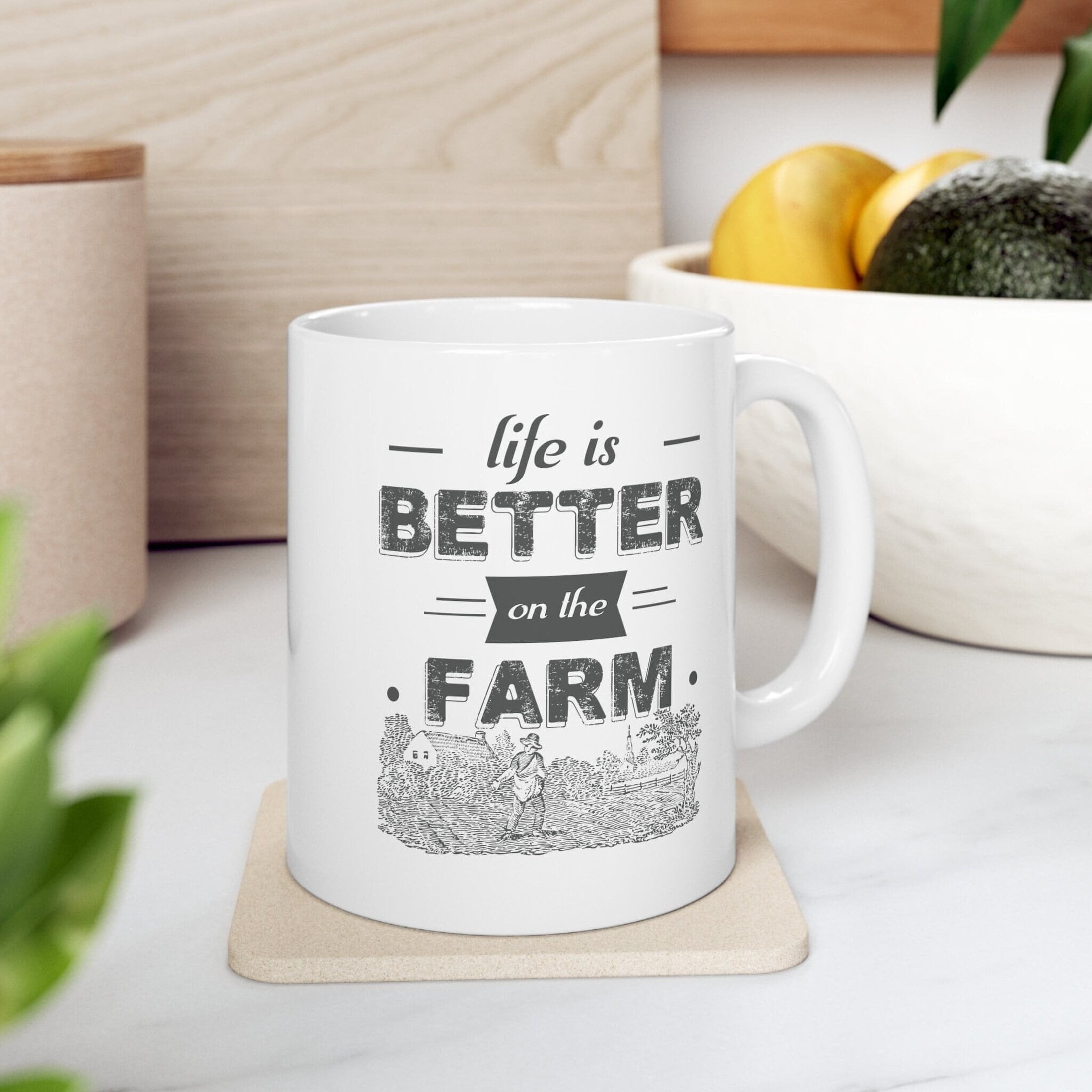 Farmer 11 oz Coffee Mug - Life is Better on the Farm White Ceramic Gift ...