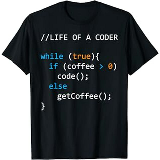 Life of a Coder Coffee Computer Science Nerd Developer T-Shirt ...