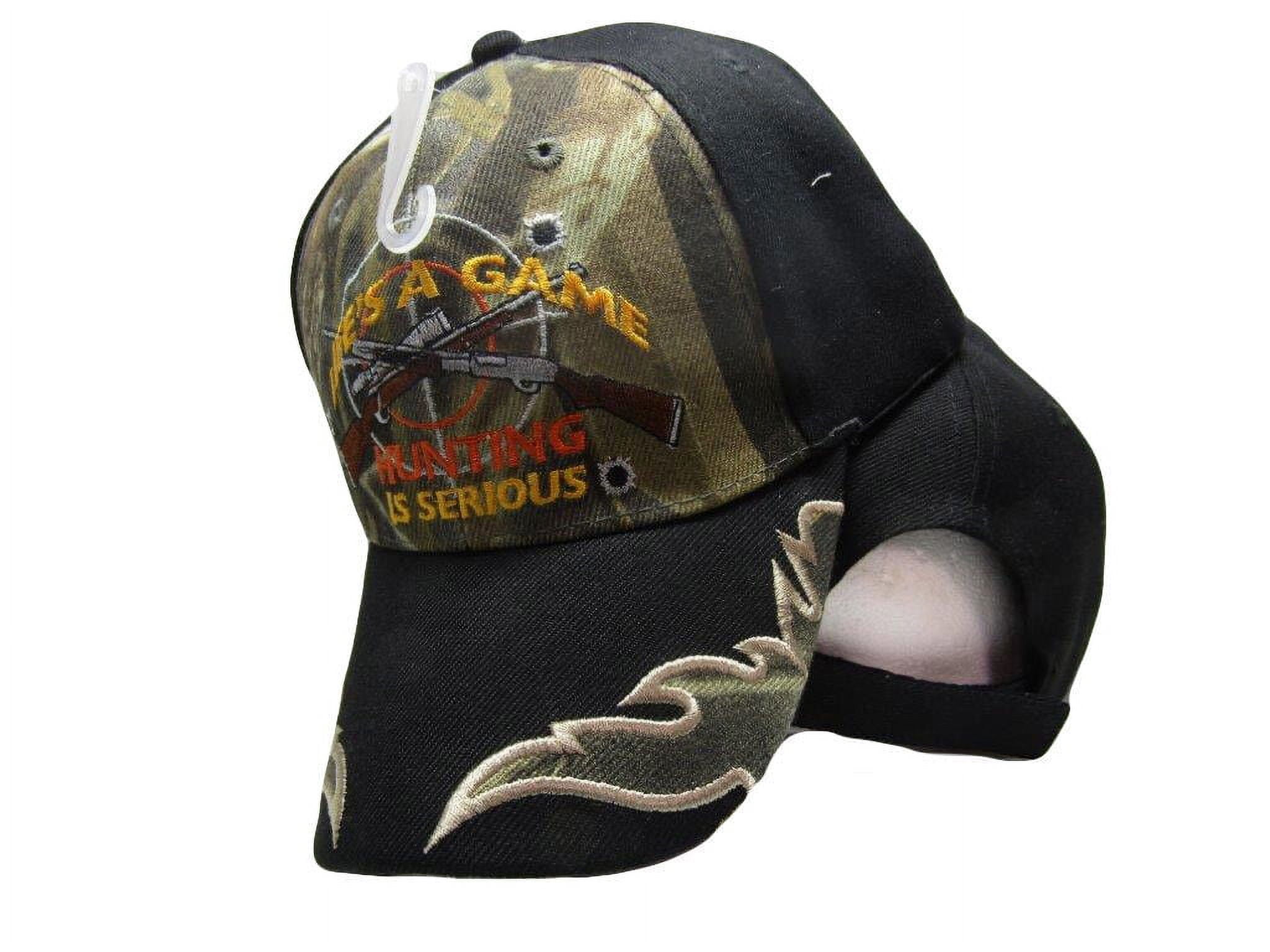 Life's A Game Hunting Is Serious Camo Black Embroidered Cap Hat Guns ...