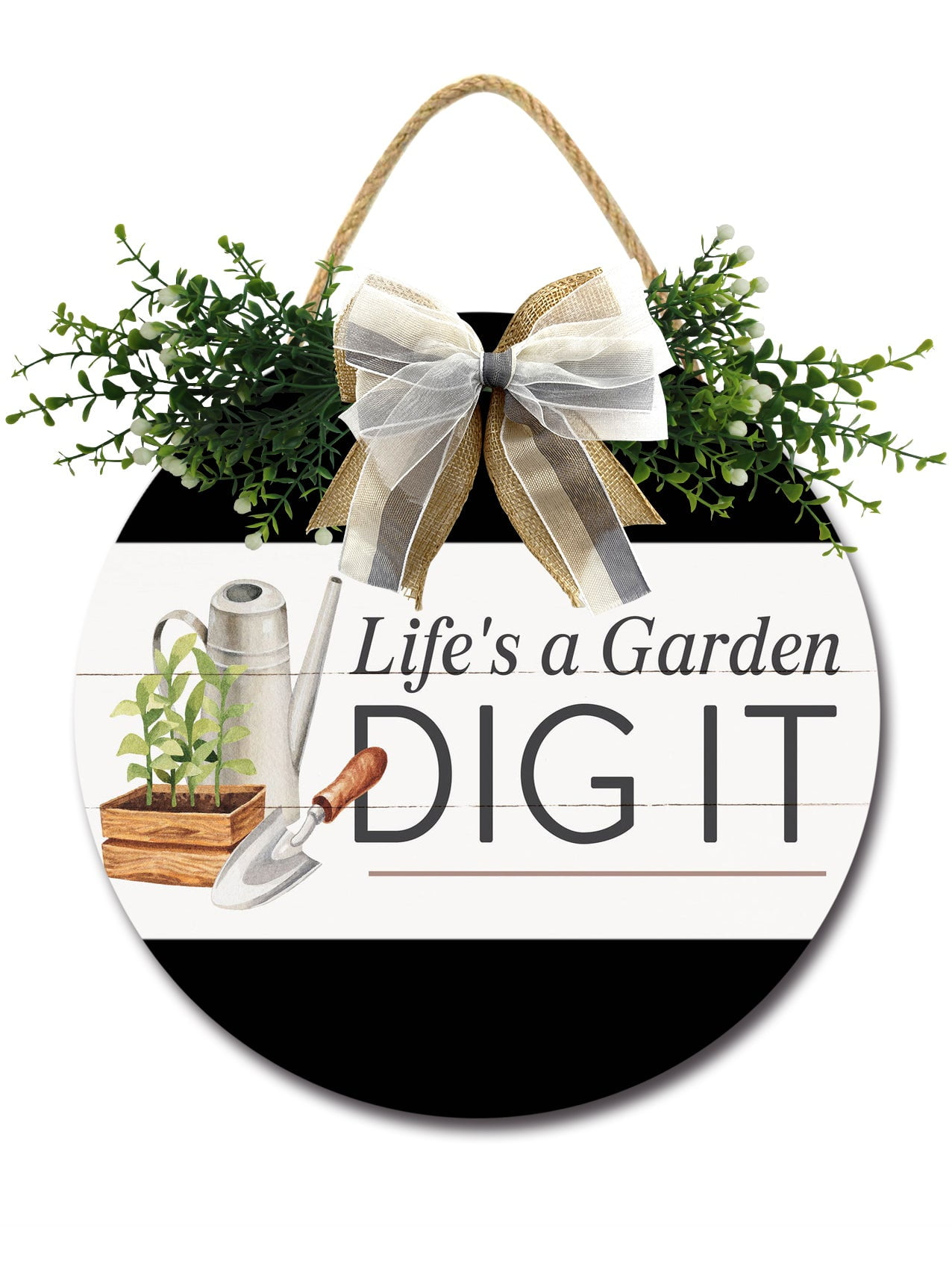 Life's A Garden Dig It Front Door Sign Funny Wreaths Hanging Wooden ...