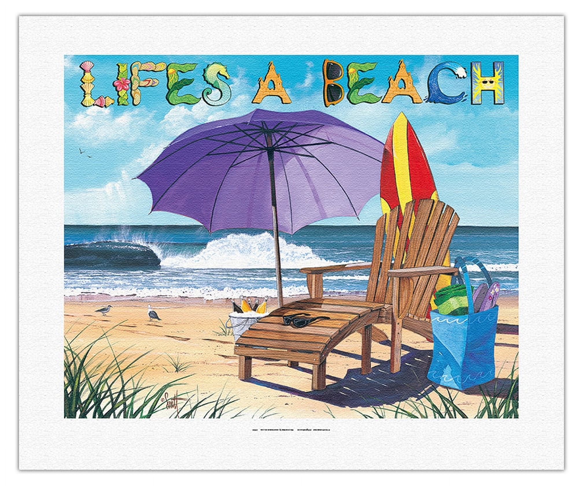 Life's a Beach - Beach Chair Umbrella Surfboard & Ocean View - From an ...