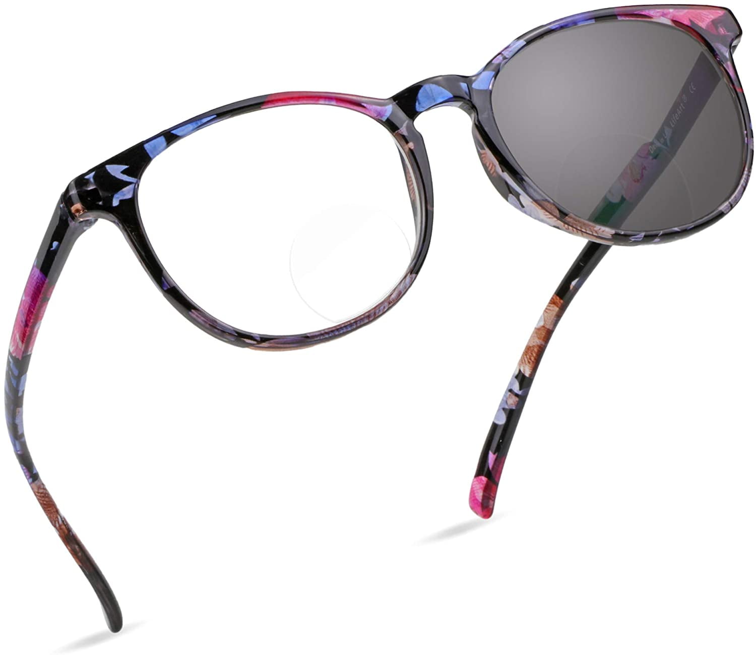 LifeArt Bifocal Reading Glasses, Transition Photochromic Dark Grey ...