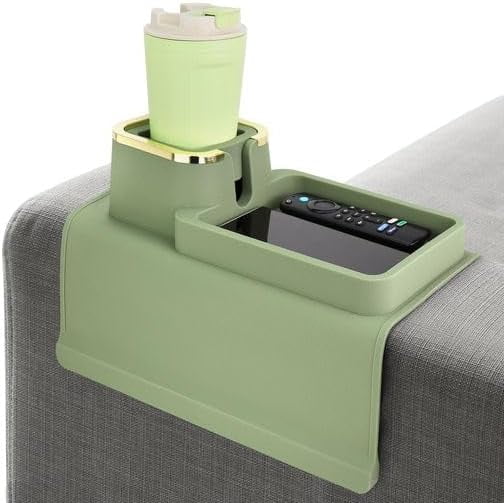 LifeBox Couch Cup Holder Tray & Coffee Cup - Silicone Sofa Caddy for ...