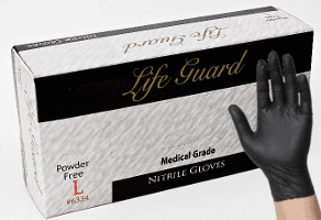 LifeGuard Black Nitrile 4 mil Medical/Industrial Gloves - Latex Free & Powder Free - 100/BX ...