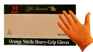 LifeGuard Orange Nitrile 8 mil Heavy Grip Industrial Gloves - Latex ...