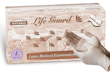 LifeGuard White Latex 5 mil Grip Medical Gloves - Powder Free - 100/BX ...