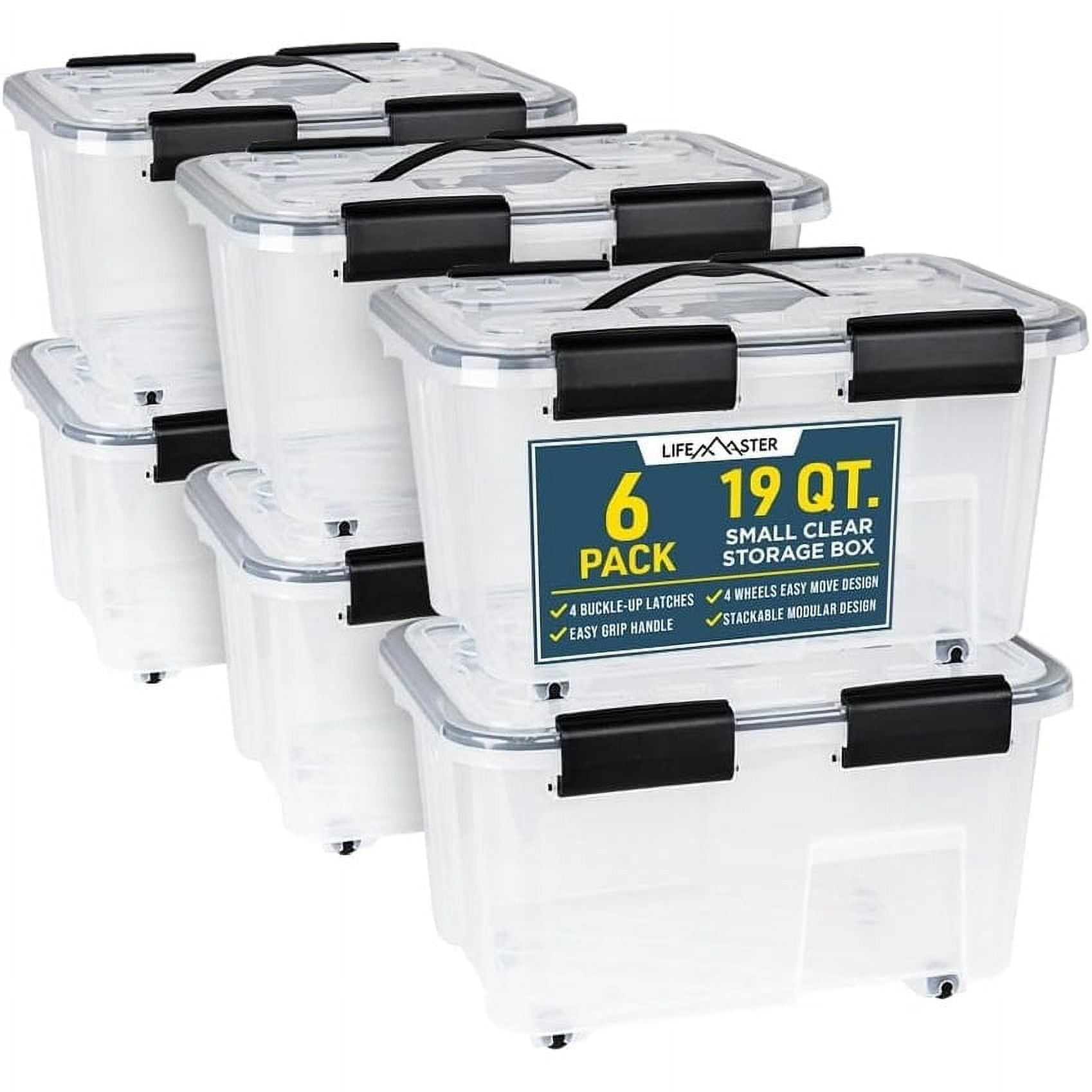 Free Shipping! Stackable Storage Boxes - Clear Plastic, Black Seal ...