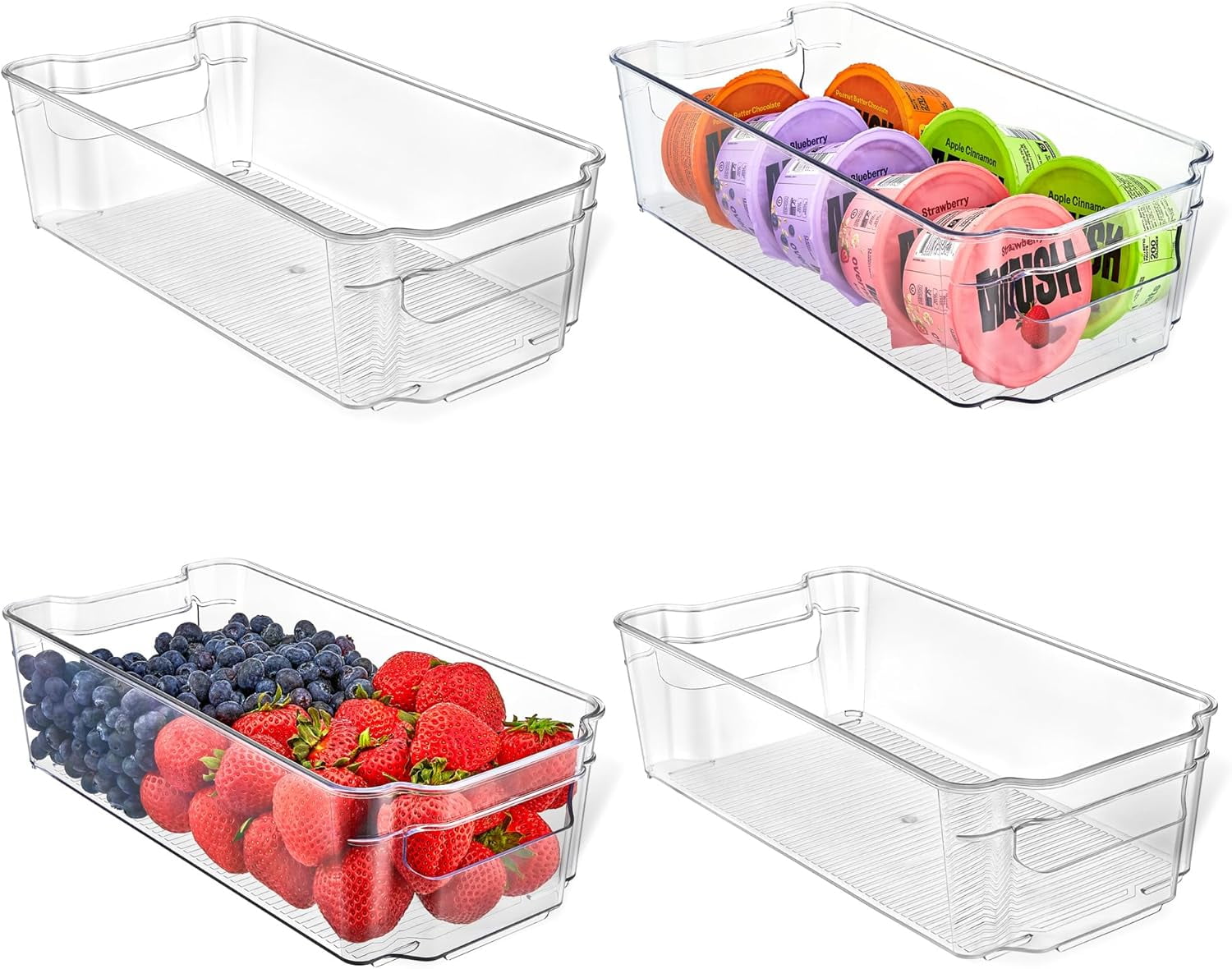 LifeMaster Stackable Fridge Organizer Clear Bins - 4 Pack - Walmart.com