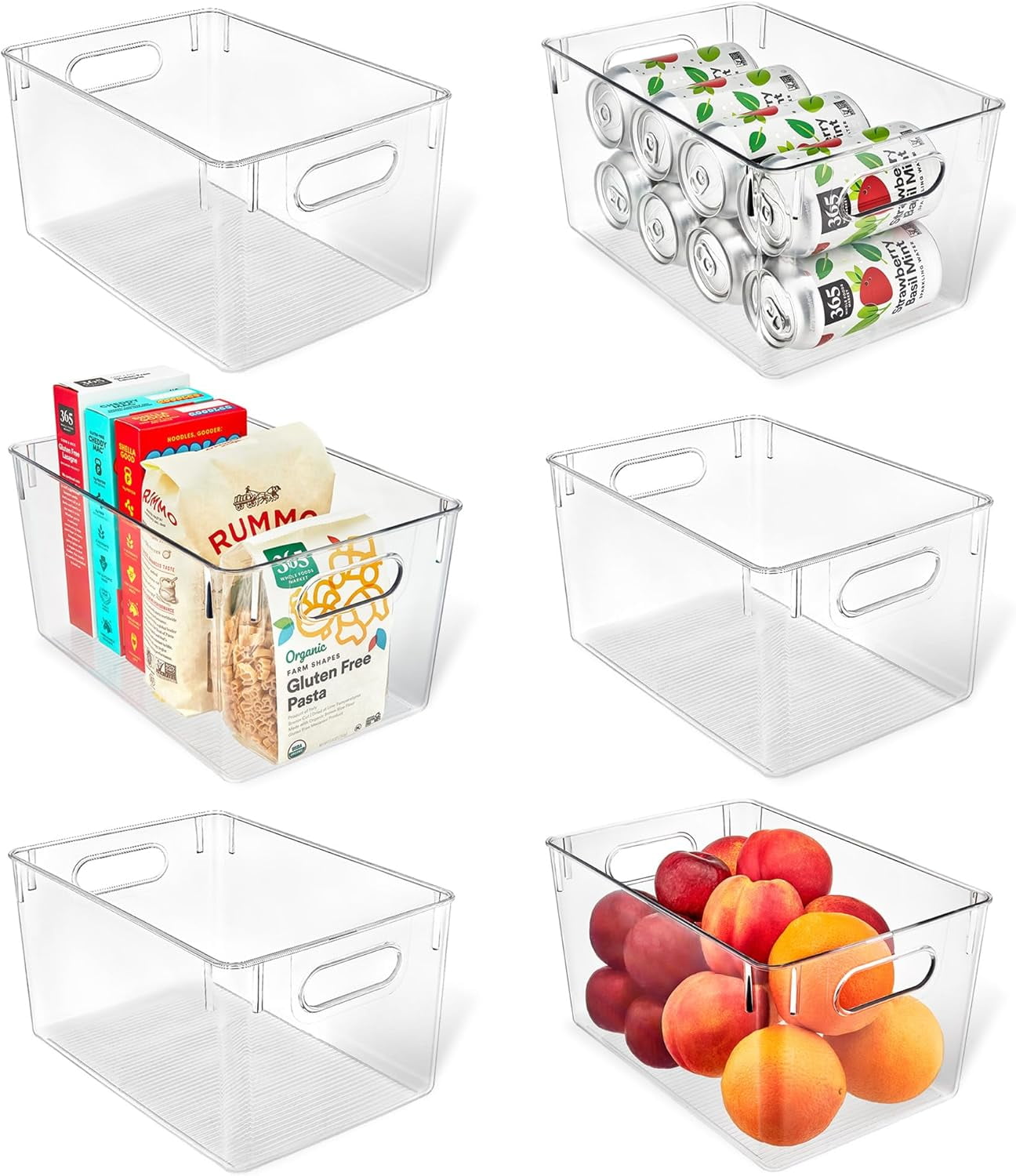 Life Master 6-Pack Large Clear PET Fridge Organizer Bins - Stackable ...