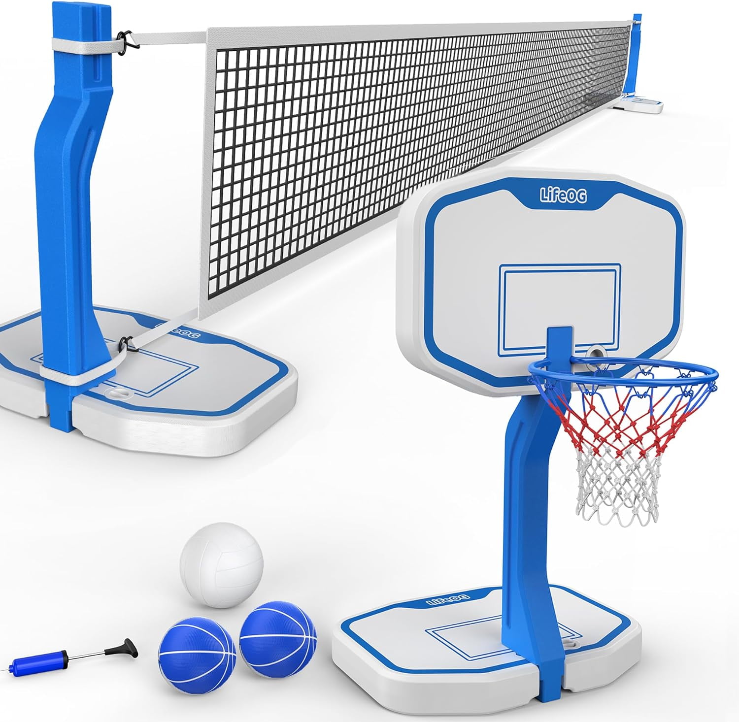 2 in 1 Portable Swimming Pool Basketball & Volleyball Sport Set, Water ...