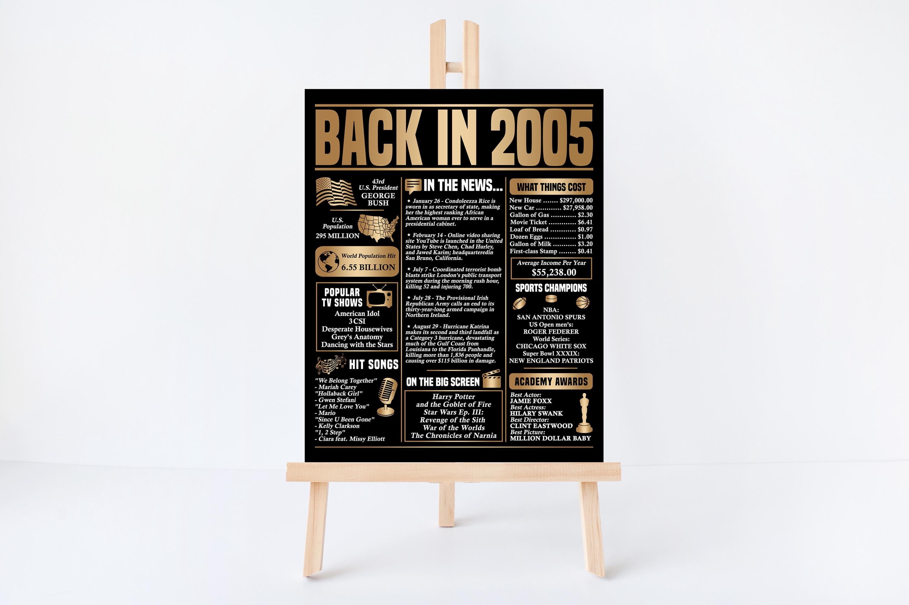 LifePlus 2005 Year You Were Born Poster: Gold Facts Poster - Walmart.com