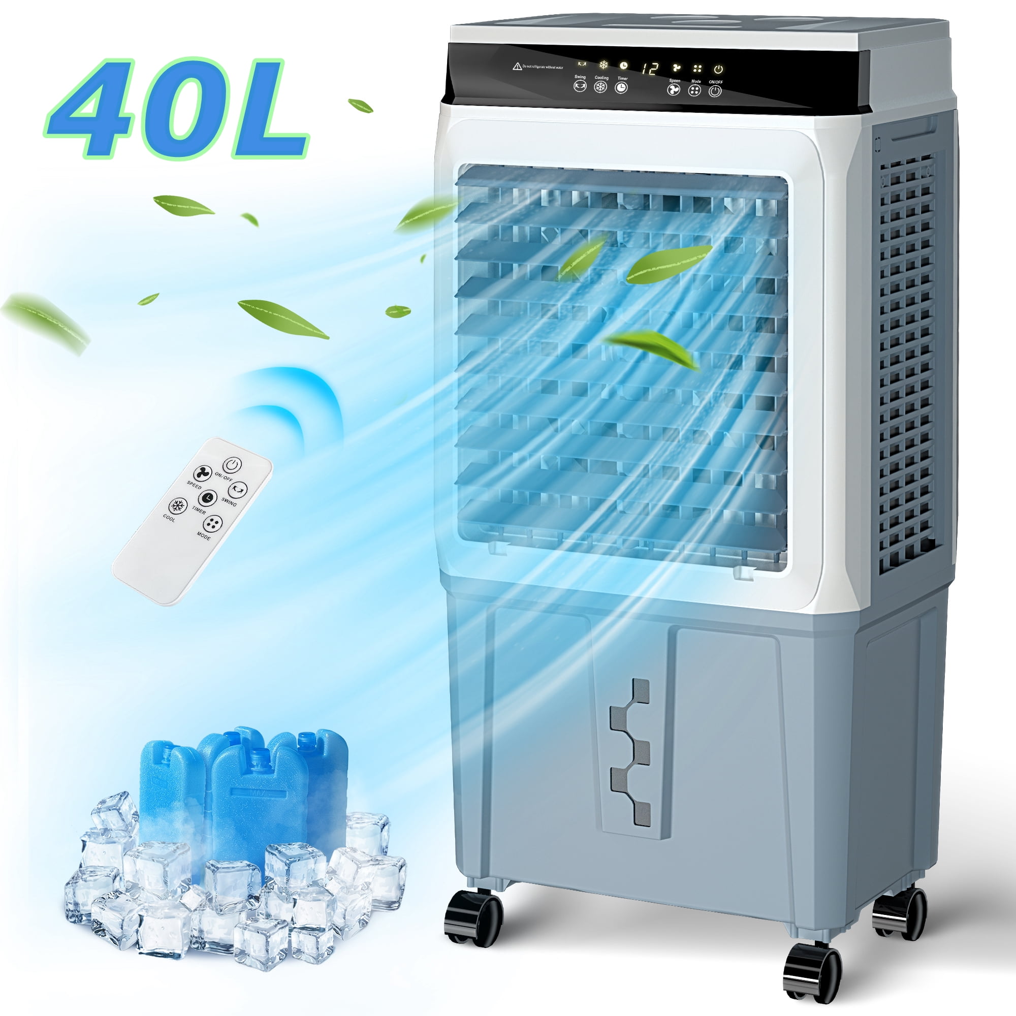 LifePlus 40L Portable Evaporative Cooler, 11 Gallon, 3600 CFM, Air ...