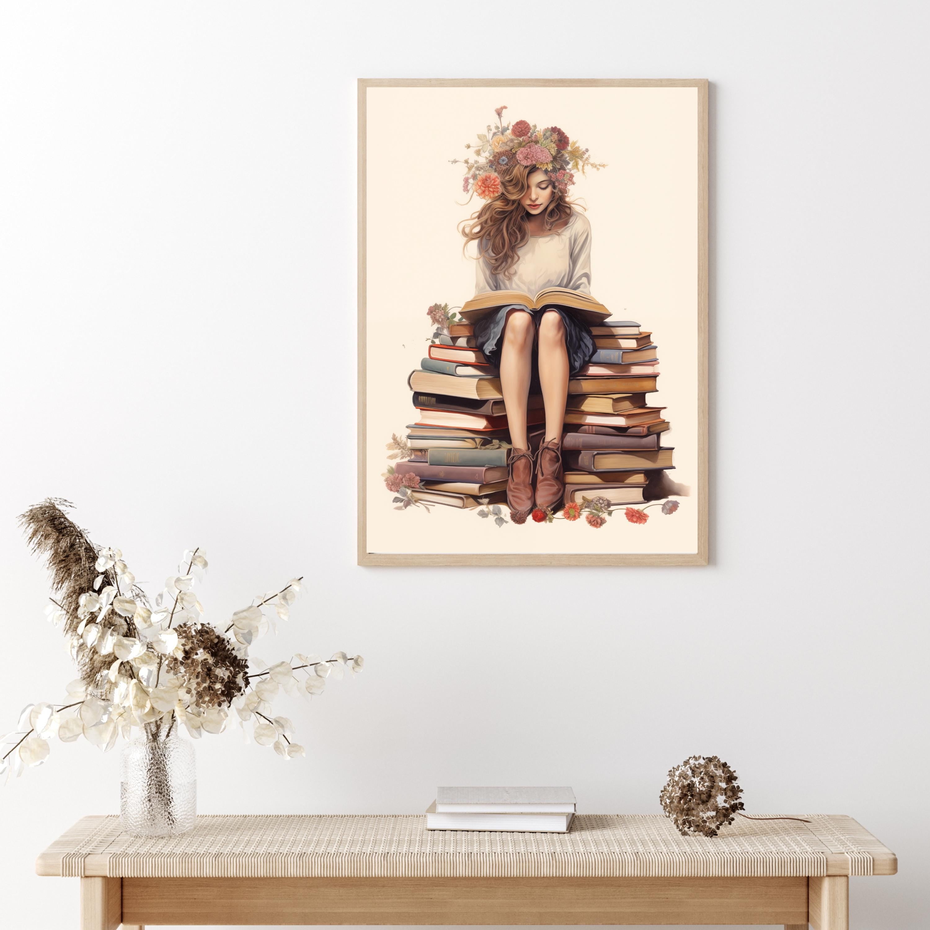 LifePlus Bookworm Wall Art, Gift idea for Book Lover, Bookworm poster ...