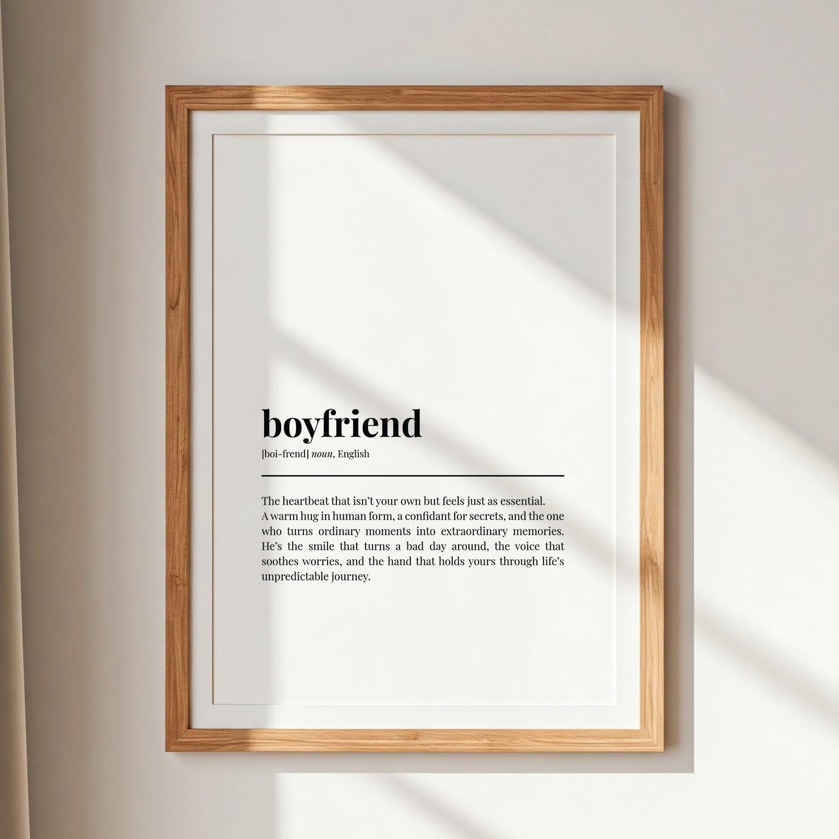 LifePlus Boyfriend Definition Print | Dictionary Wall Art | Boyfriend ...