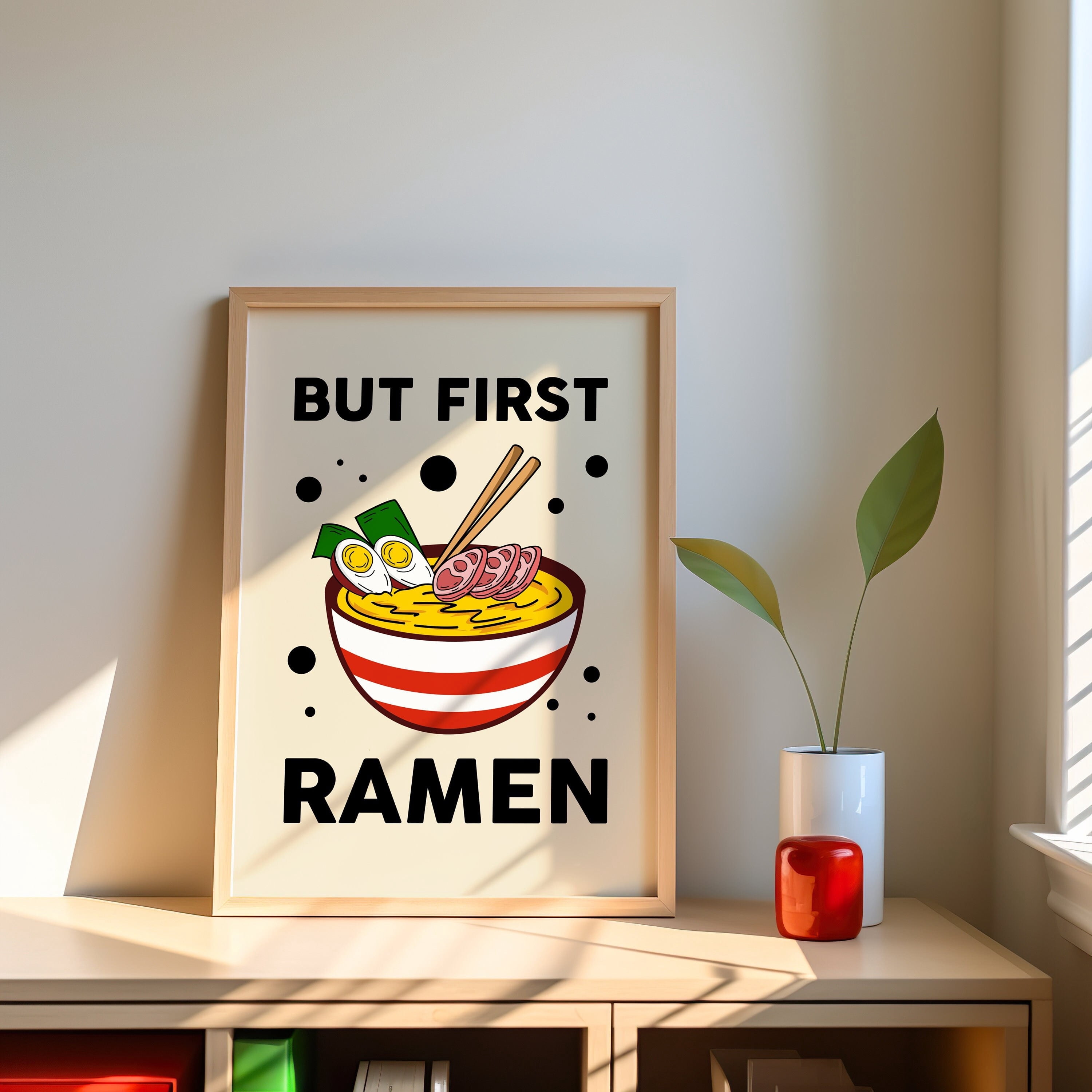 LifePlus But First Ramen Wall Art, Retro Wall Art Print, Kitchen Wall ...