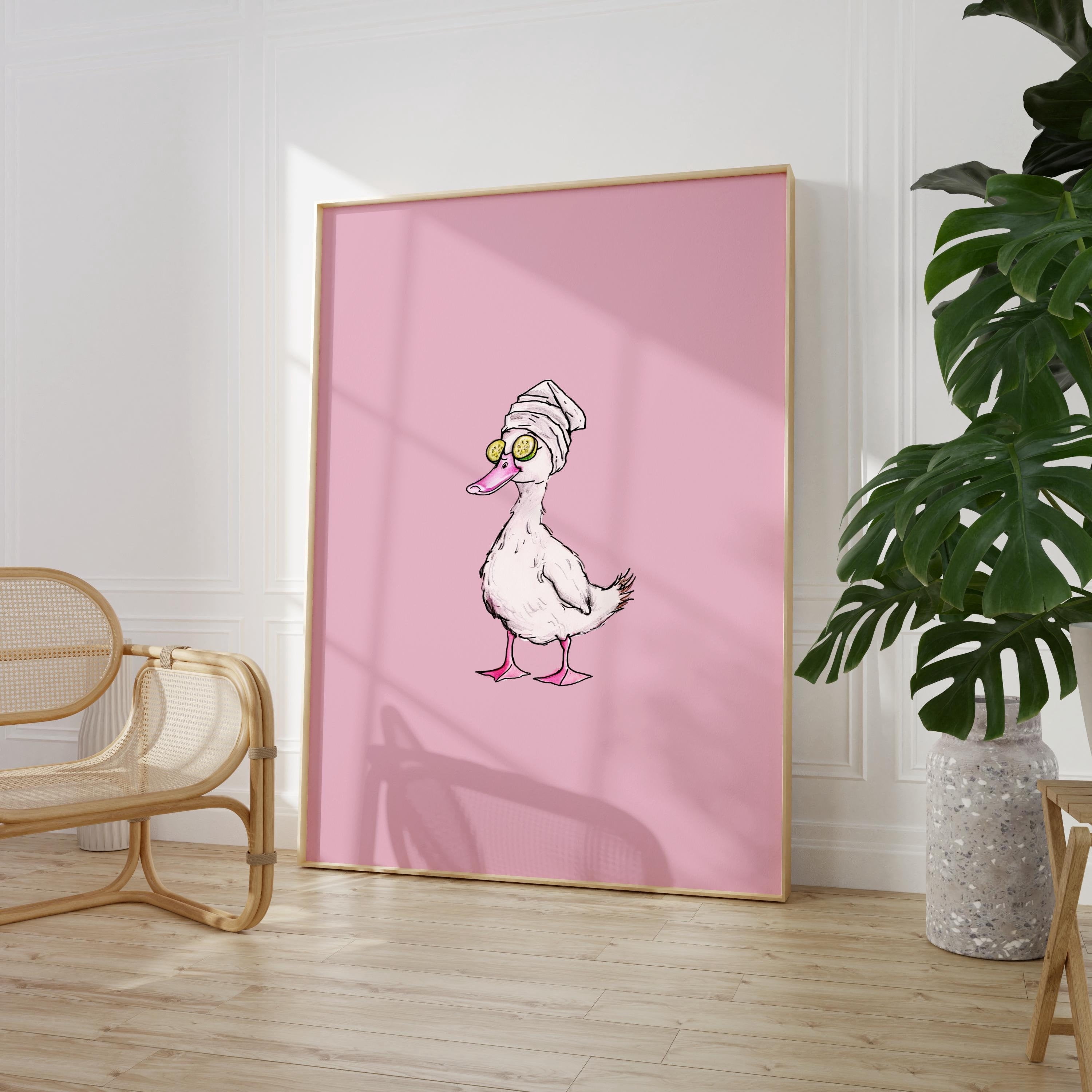 LifePlus Duck in Head Towel & Cucumber Eyes Poster • Cute Spa Day *it ...