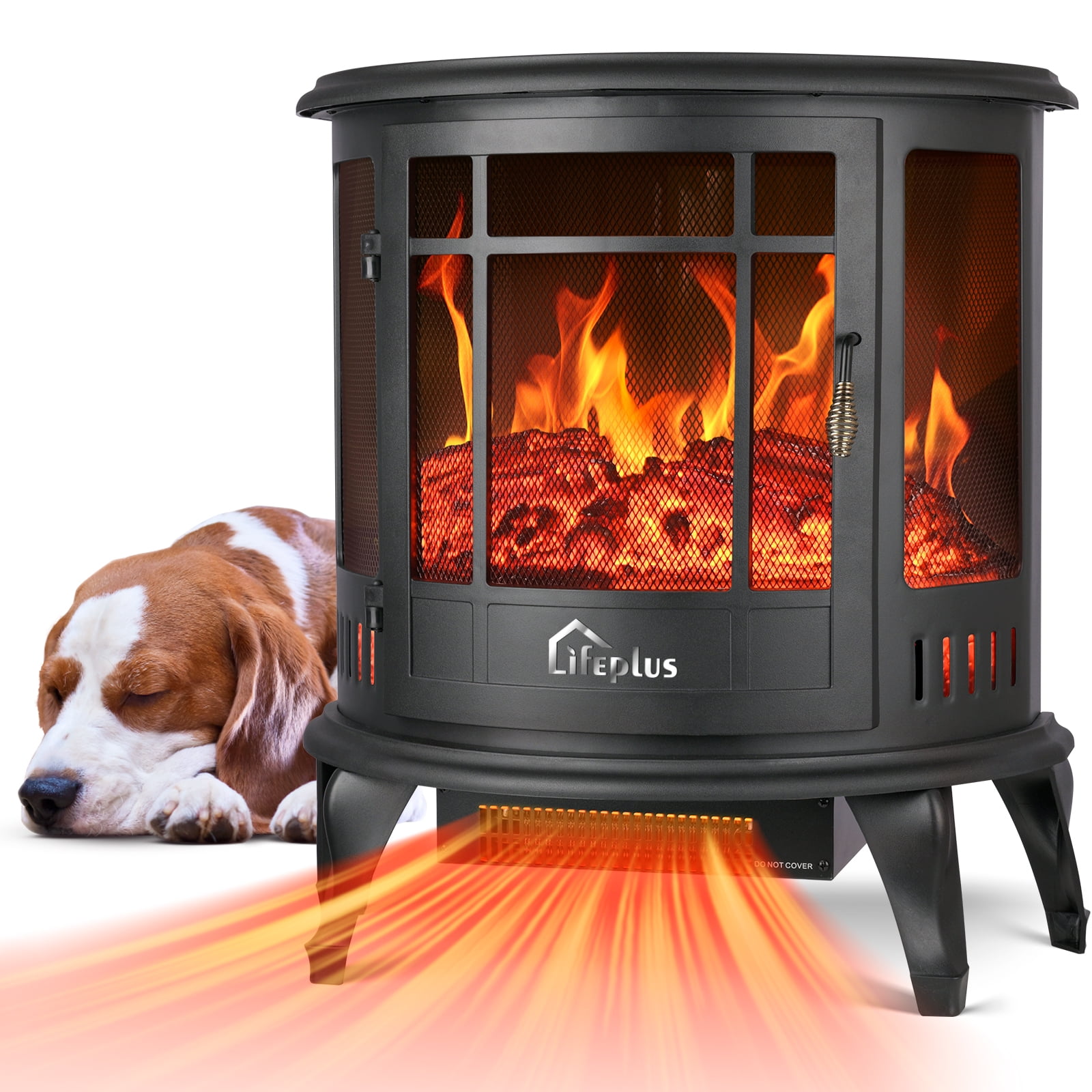 LifePlus Electric Fireplace Stove Heater Infrared 3D Flame Effect ...