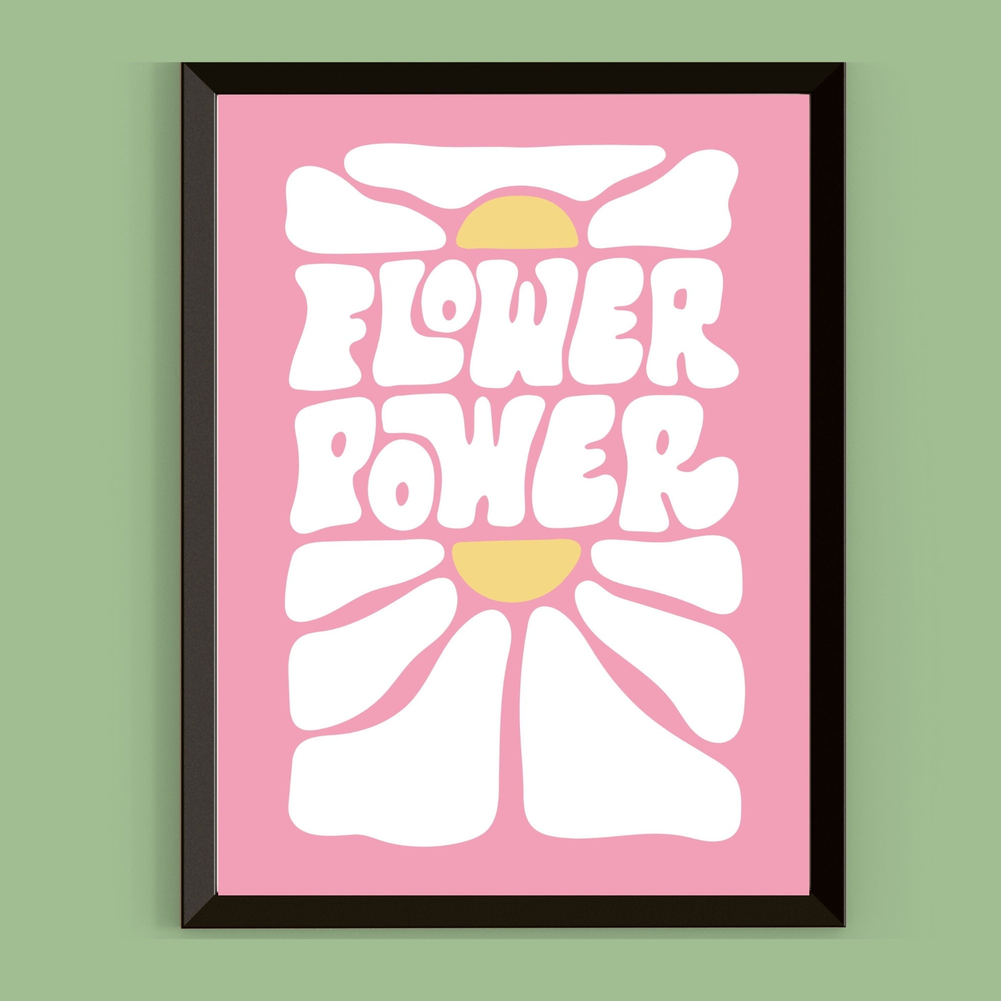 LifePlus Flower Power Poster: Retro Floral, Pink Groovy Art - Walmart.com