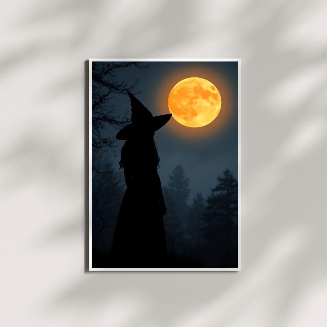 LifePlus Halloween Mystical Witch Moon Poster, Halloween Decor ...