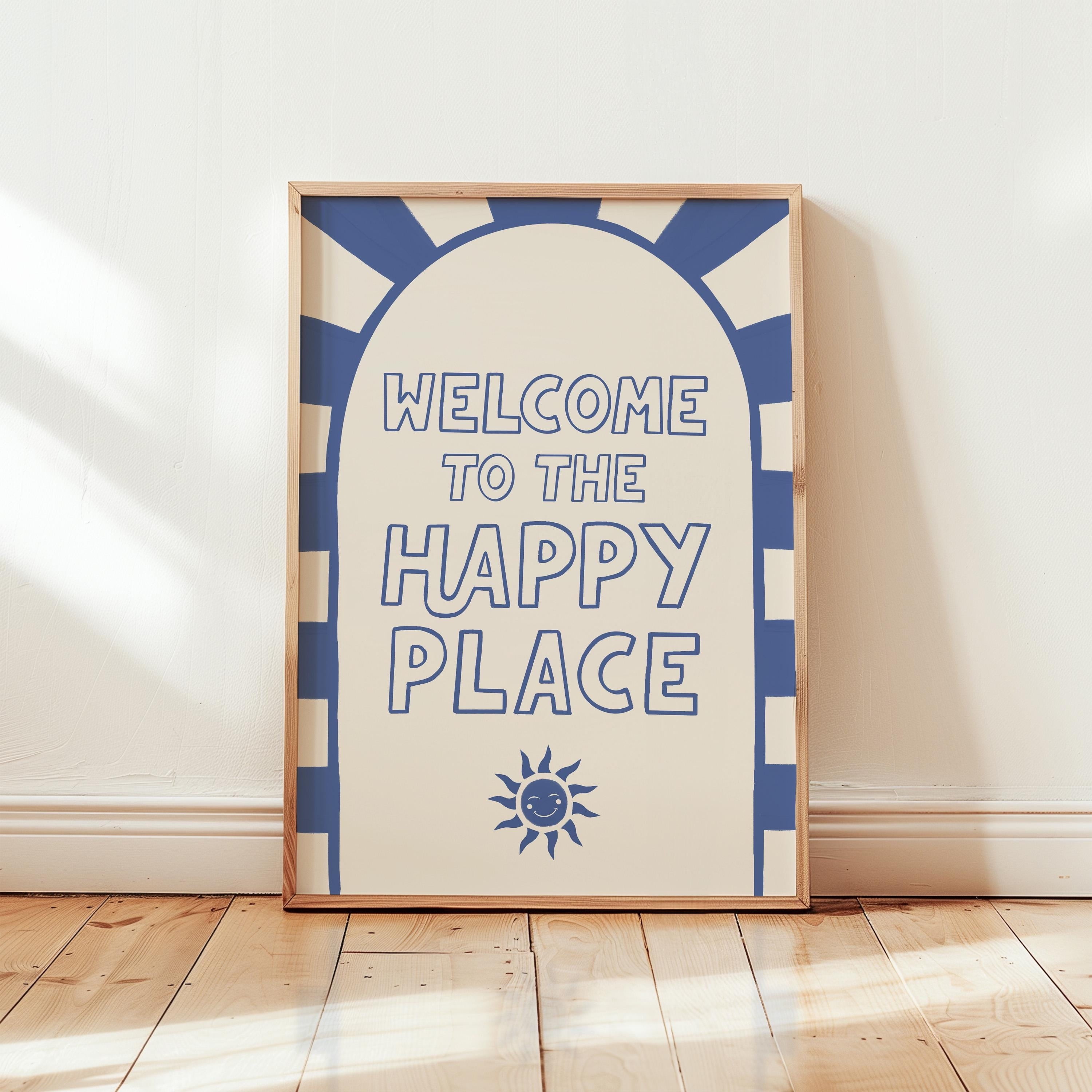 LifePlus Happy Place Print: Modern Typography, Motivational Wall Art ...