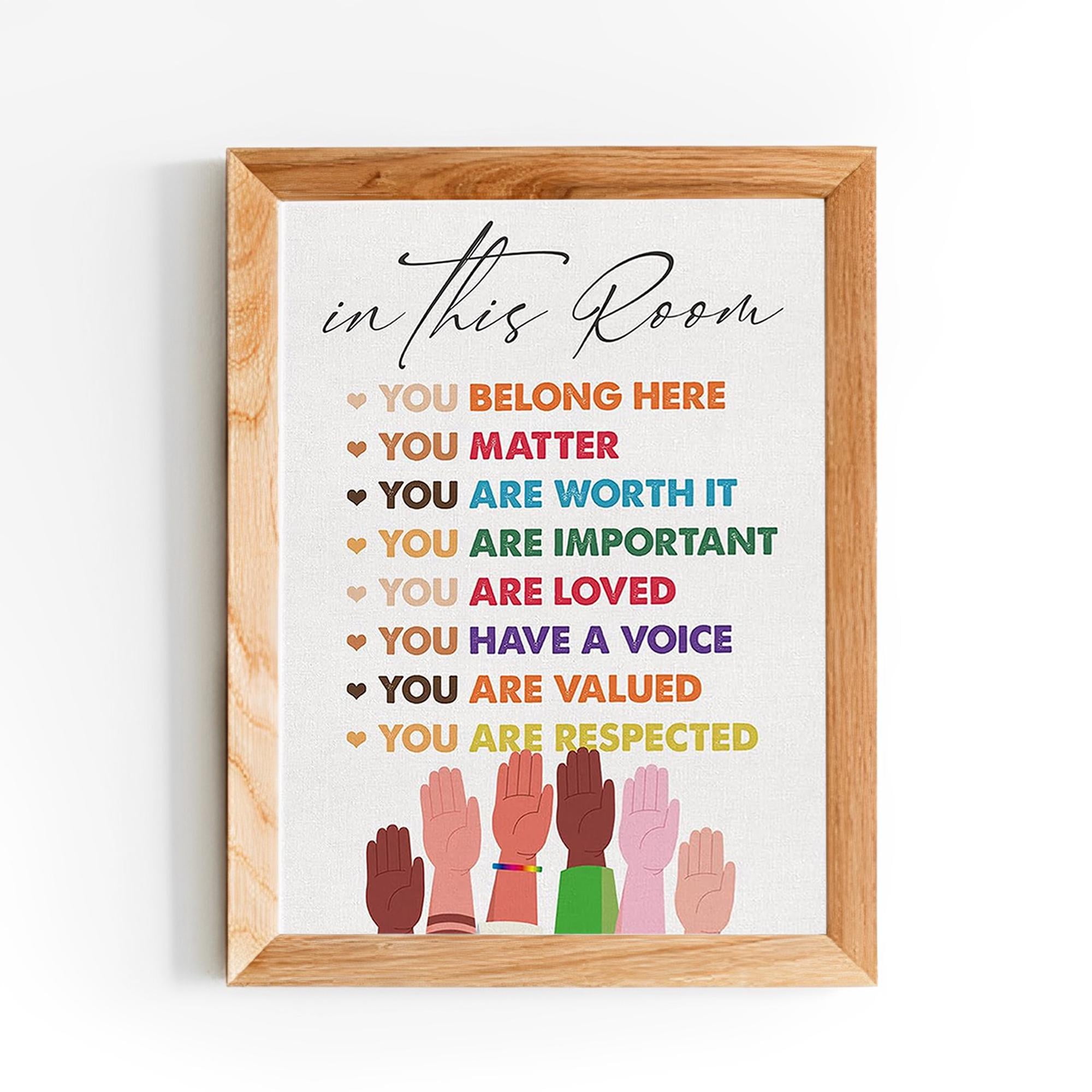 LifePlus In This Room You Belong Here Poster, Growth Mindset Wall Art ...