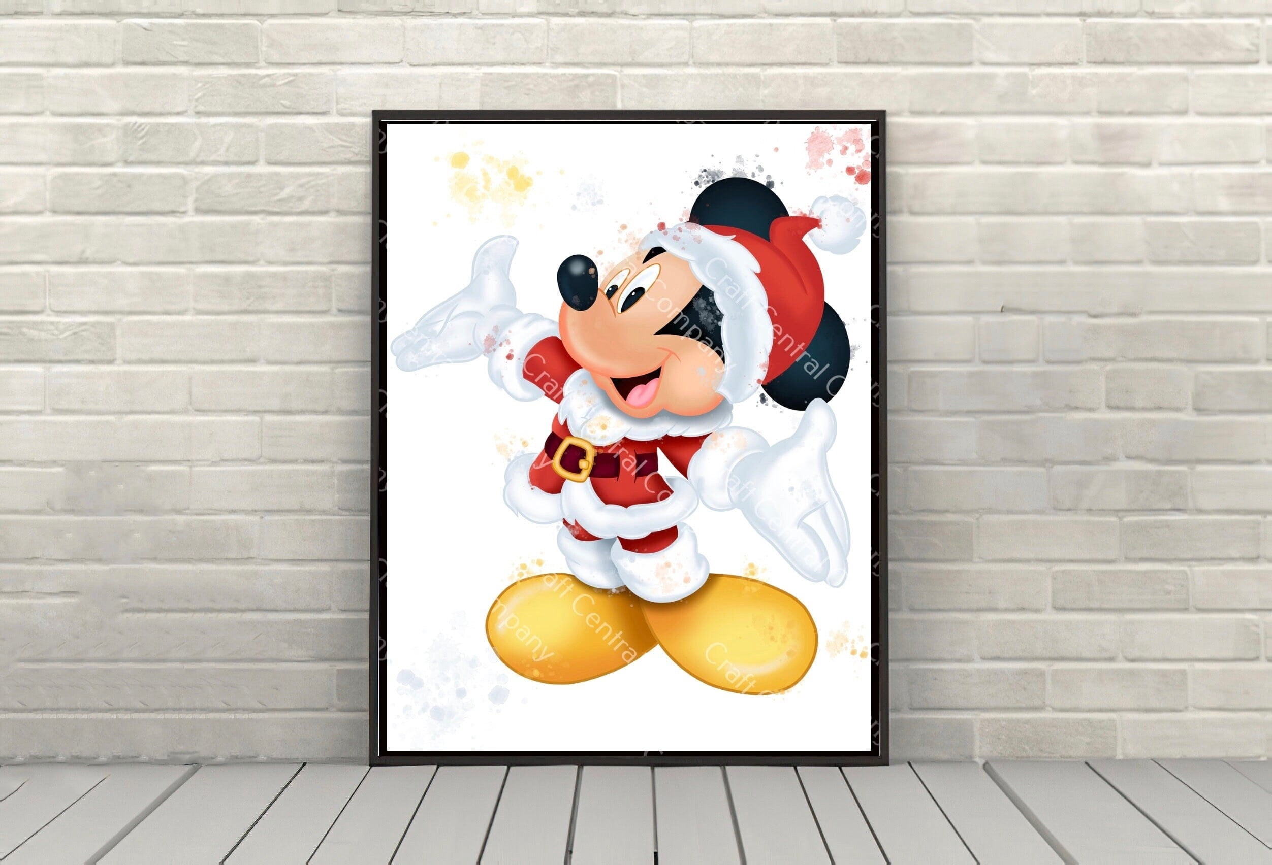 LifePlus Mickey Mouse Santa Poster Vintage Disney Christmas Poster ...