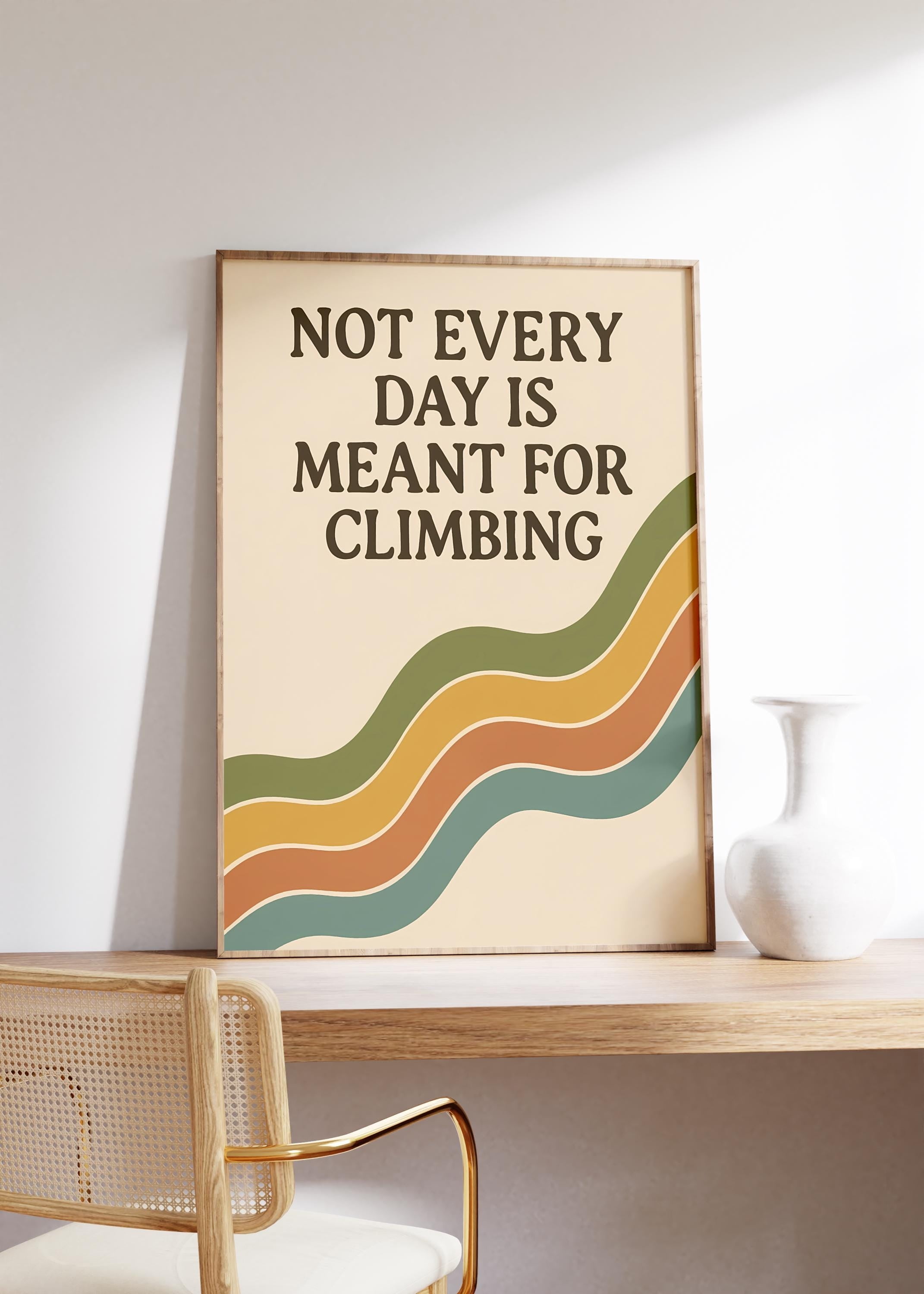 LifePlus Motivational Earth Tone Waves Print: Boho Living Room Decor ...