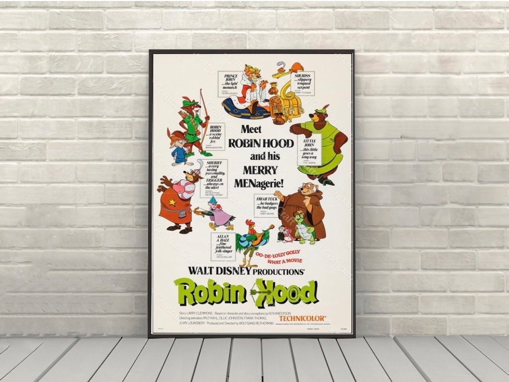 LifePlus Robin Hood Poster Vintage Disney Movie Poster Classic Disney ...