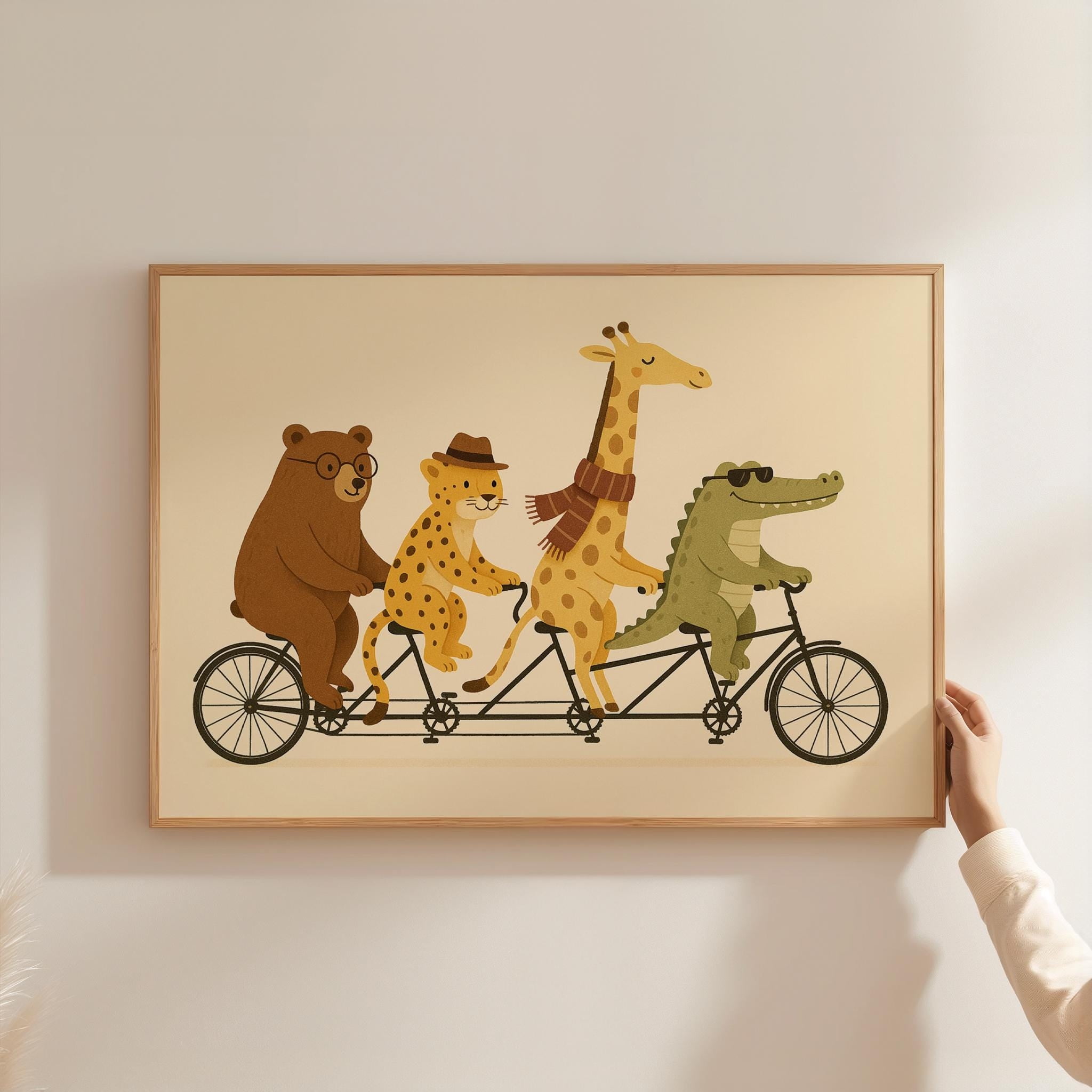 LifePlus Safari Animals on Bicycle Wall Art | Kids Room Art | Gender ...