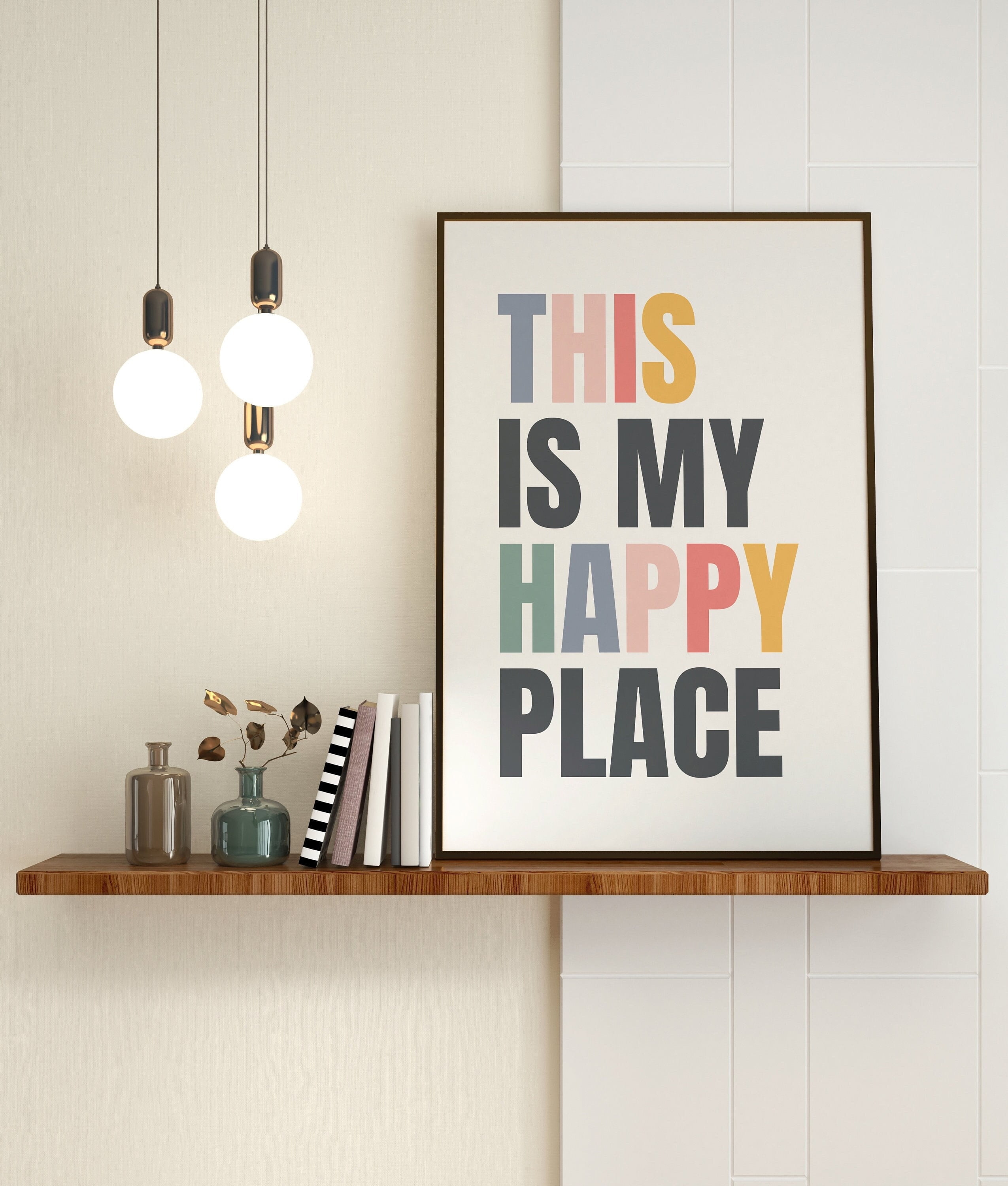 LifePlus This Is My Happy Place Wall Art, Colorful Typography, Playroom ...