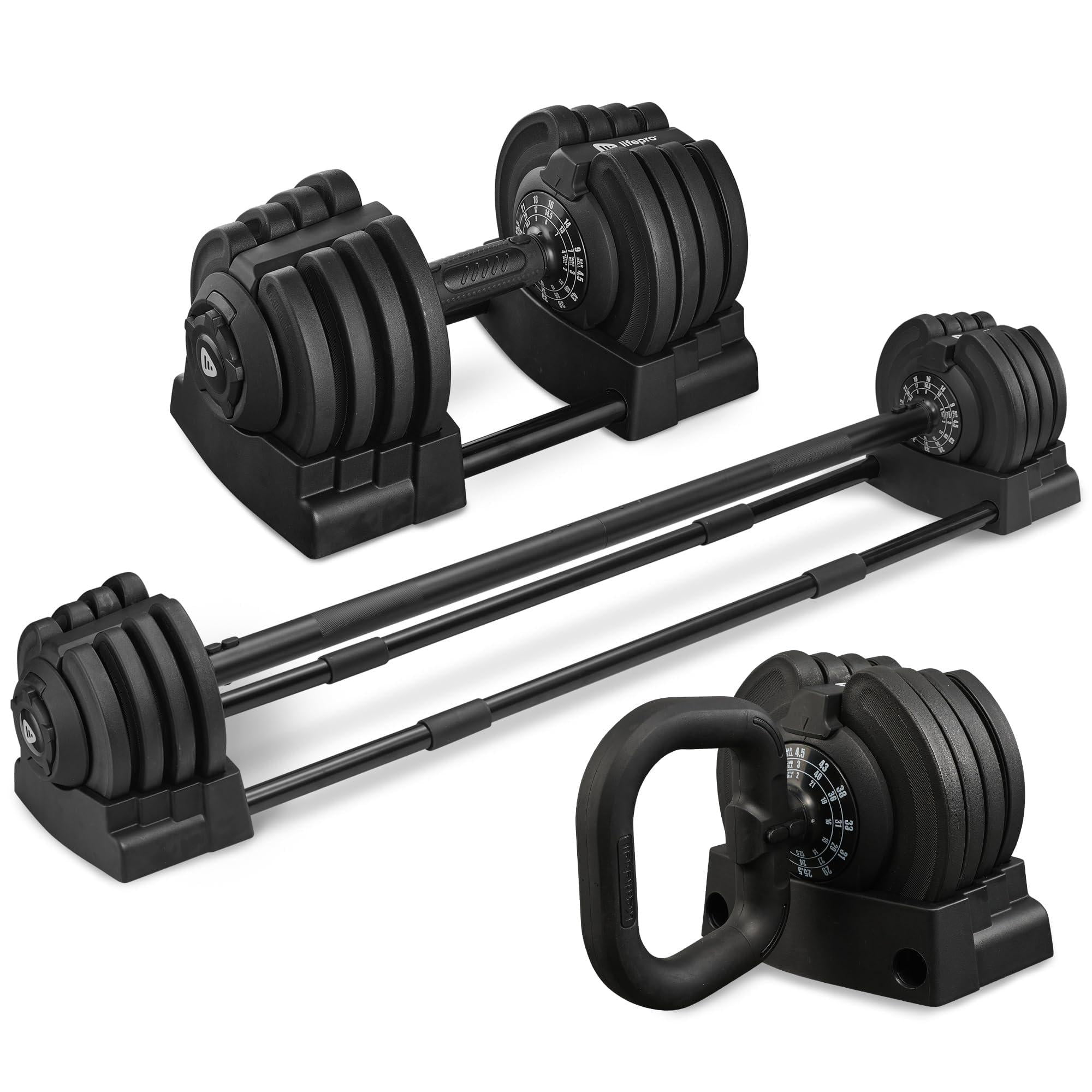 LifePro TriForm Max Adjustable Dumbbell - Single Weight Set for ...