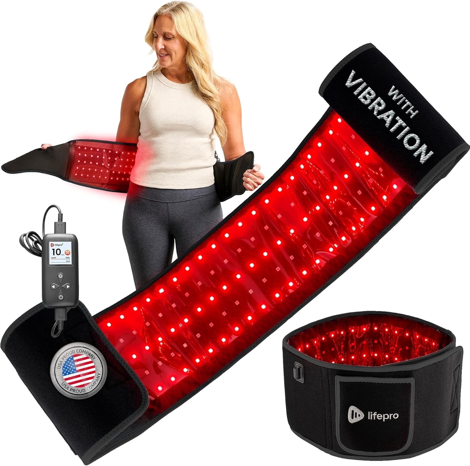 Lifepro LED Light Therapy Belt with Adjustable Strap, 660nm and 850nm ...