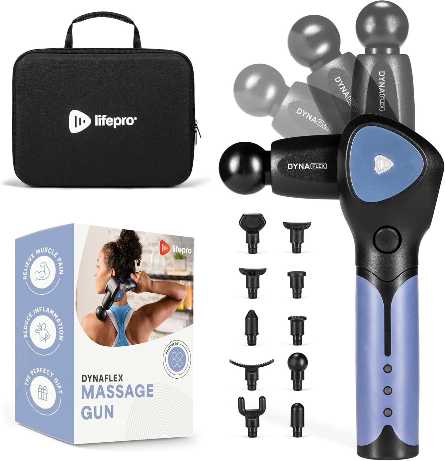 LifePro Sonic Flex Therapeutic Muscle Percussion Massage Gun with ...