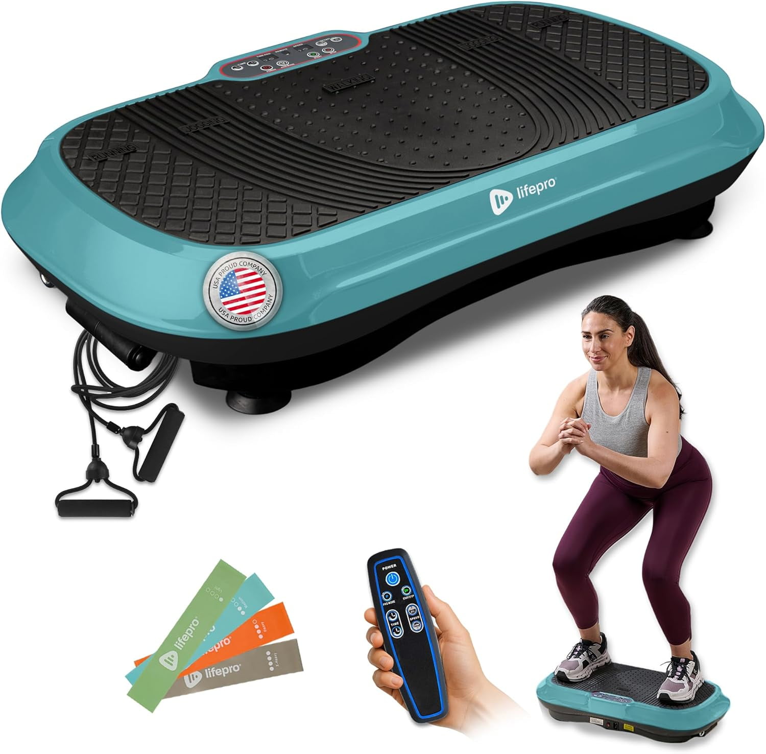LifePro Waver Vibration Plate Exercise Machine with 99 Speeds and Resistance Bands - Teal ...