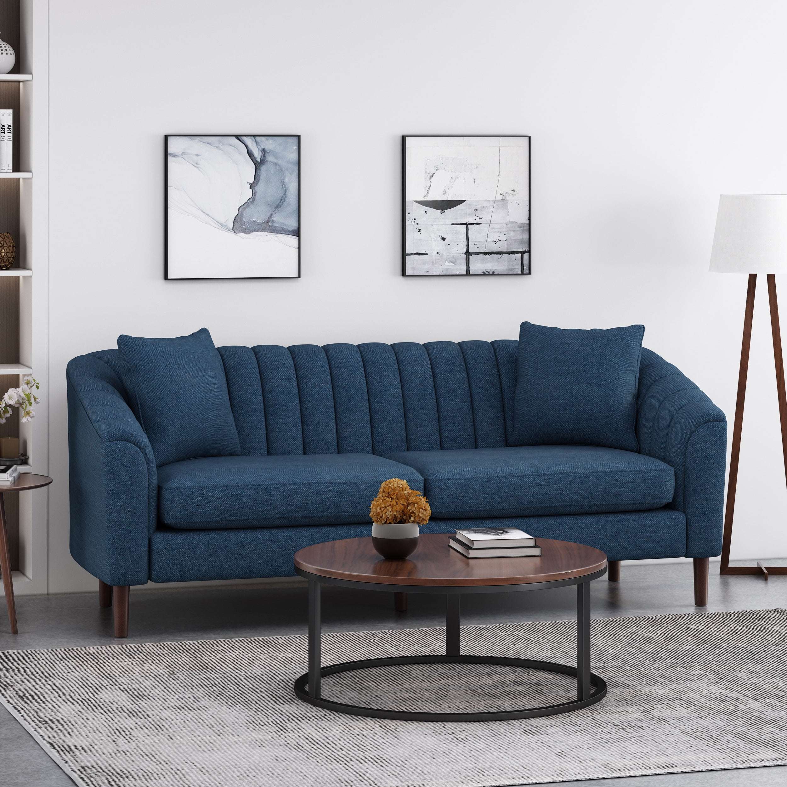 LifeSky 3-Seater Sofa with Deep Channel Tufting for Family Movie Night ...