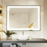 LifeSky Framed LED Bathroom Mirror - 48x36 Anti Fog Front Lit LED ...