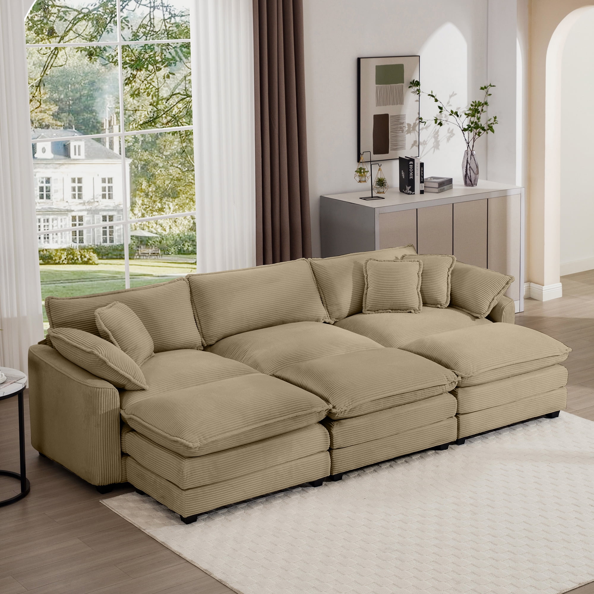 LifeSky Modular Corduroy Sofa Set for Small Apartment: 5-Min Assembly ...
