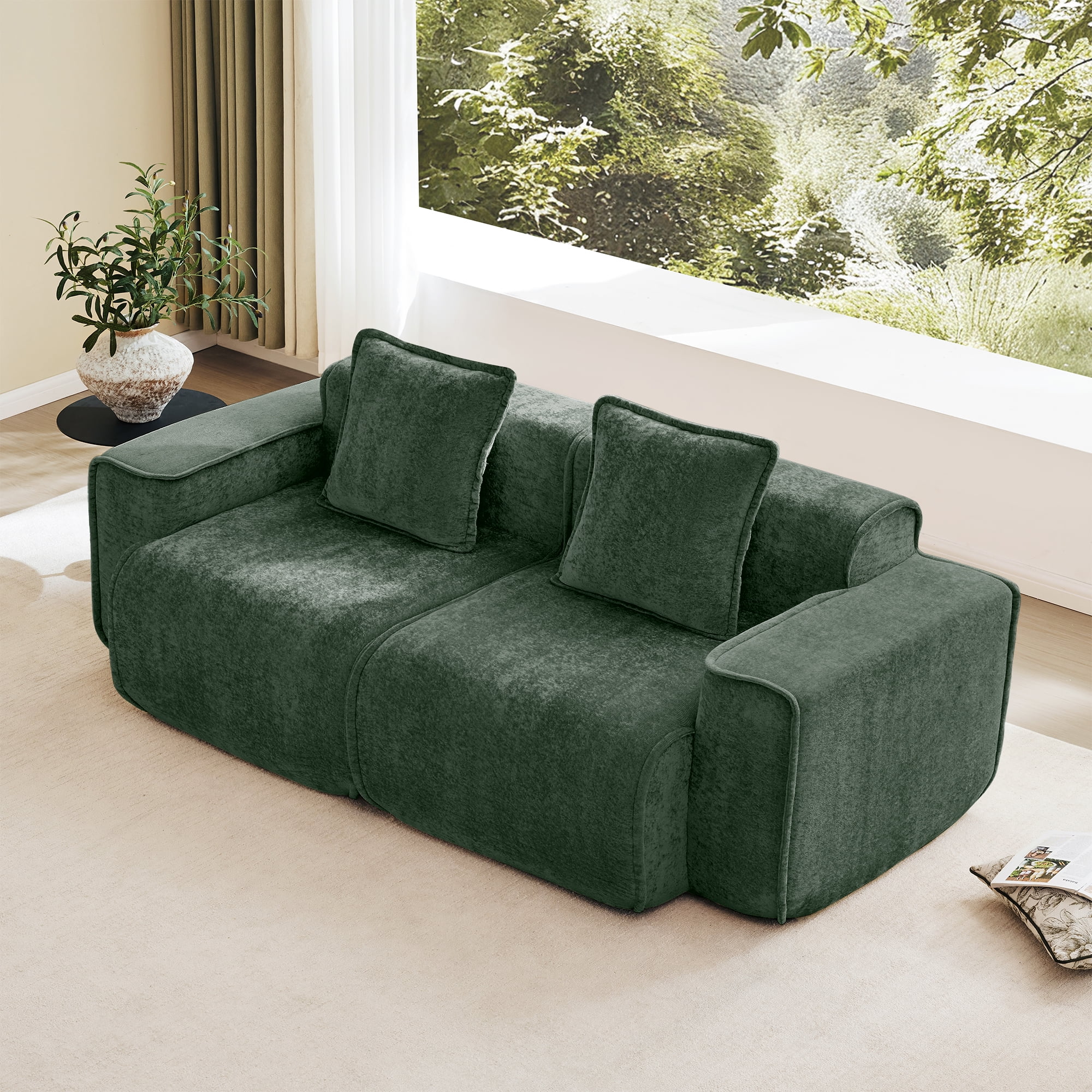 LifeSky No Assembly 2 Seater Velvet Sofa for Living Room Move In Day ...
