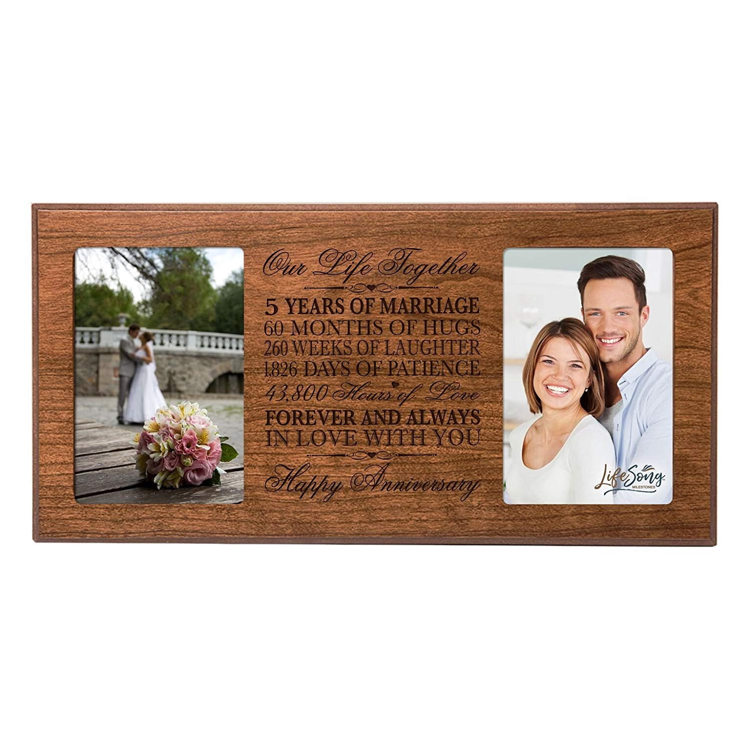 LifeSong Milestones 5th Wedding Anniversary Tabletop Picture Frame Gift ...